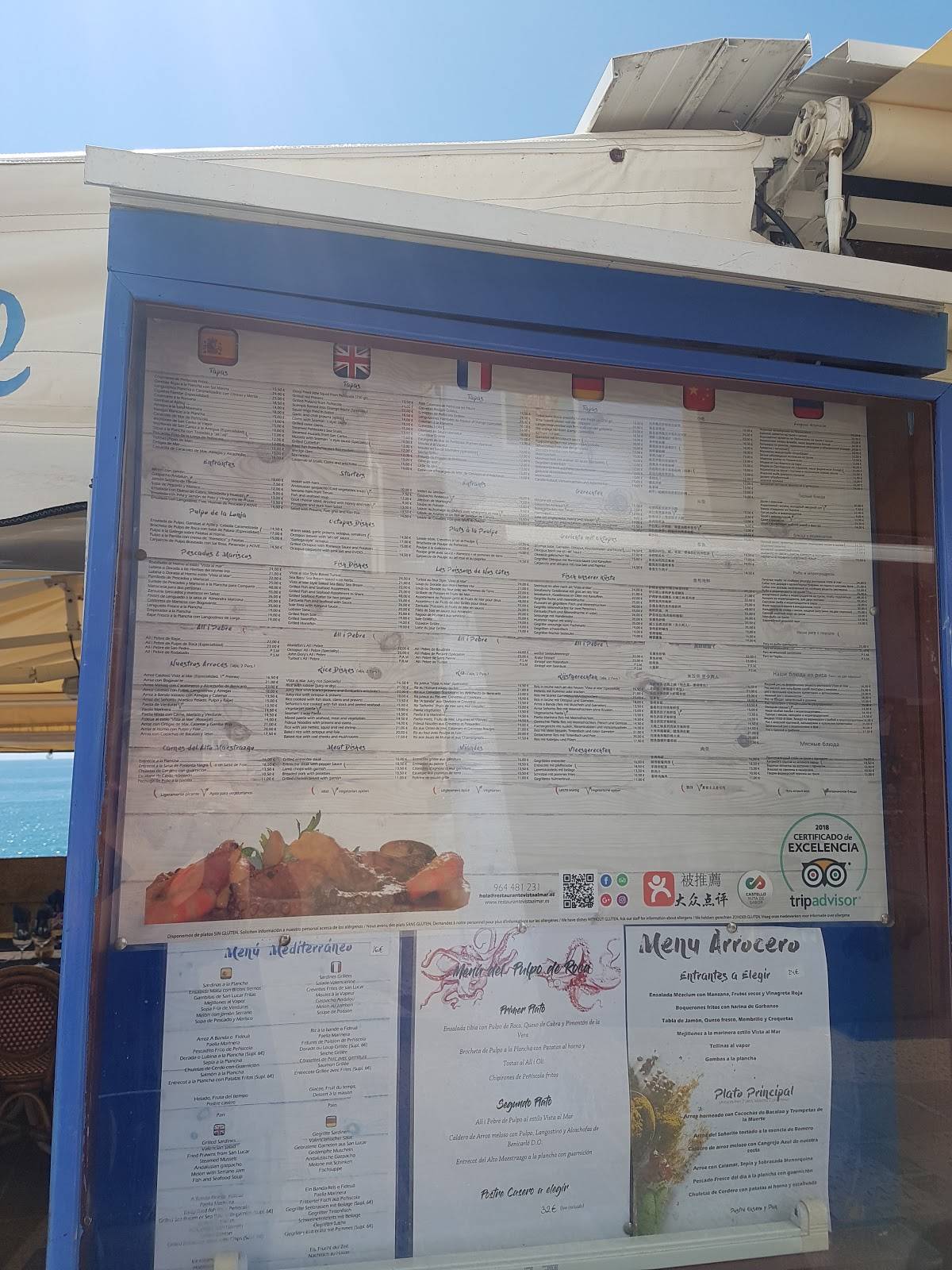 Carta del restaurante Vista al Mar, Peníscola