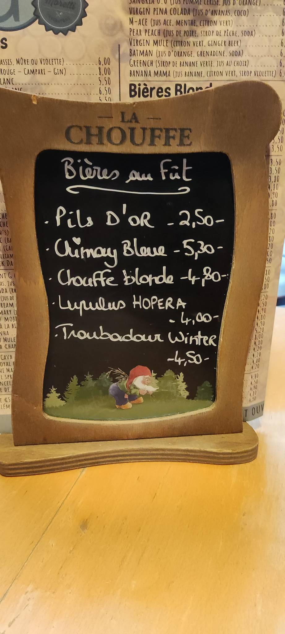 Menu au Resto Point G, Mouscron