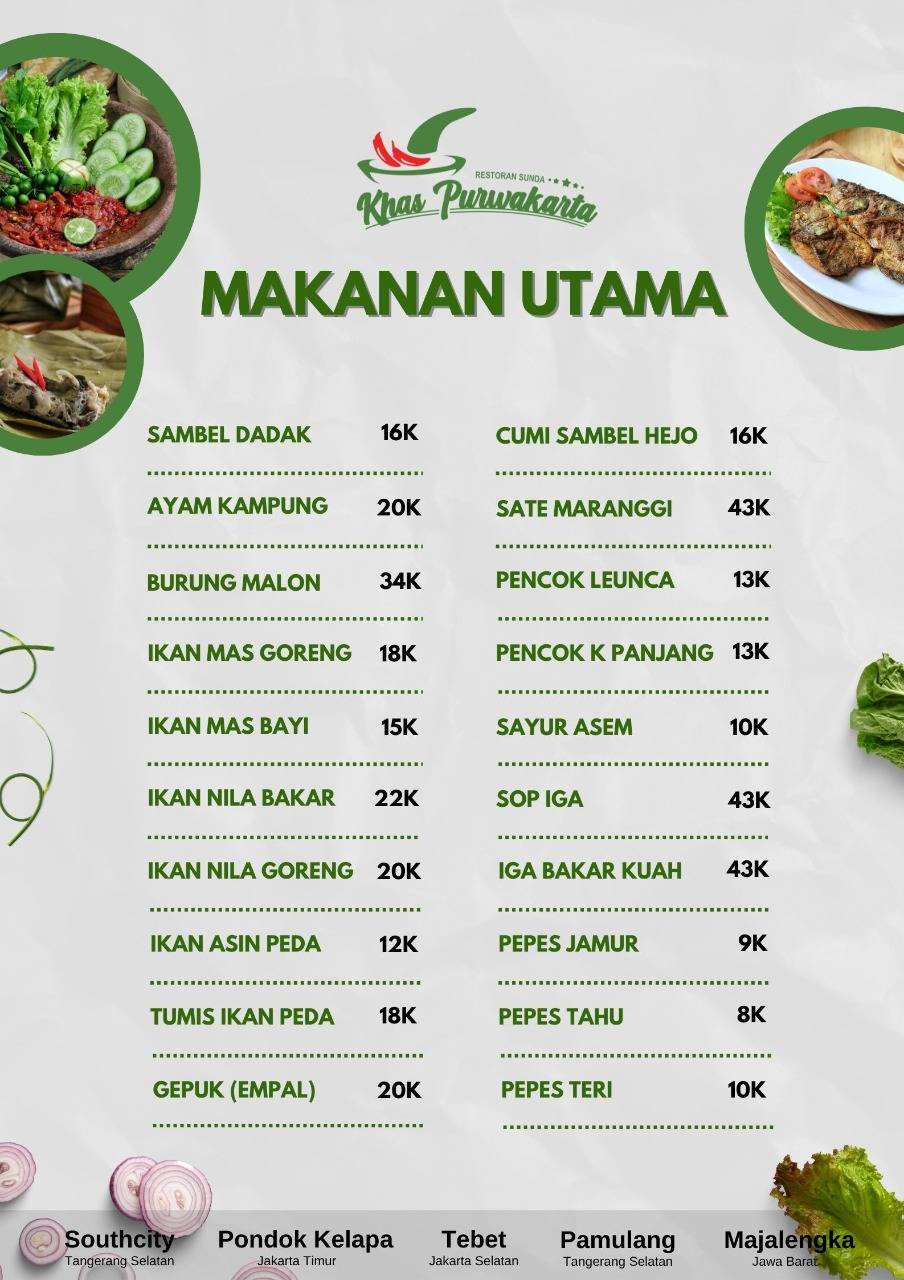 Carta del restaurante Resto Sunda Khas Purwakarta Pd Kelapa, Yakarta ...