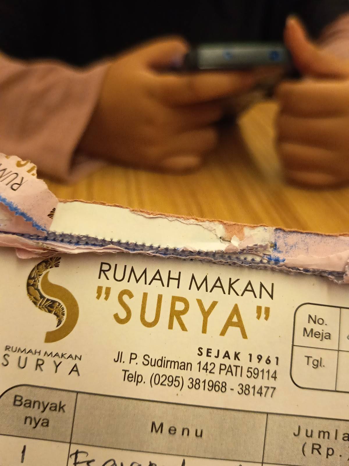 Menu at Resto Surya restaurant, Pati