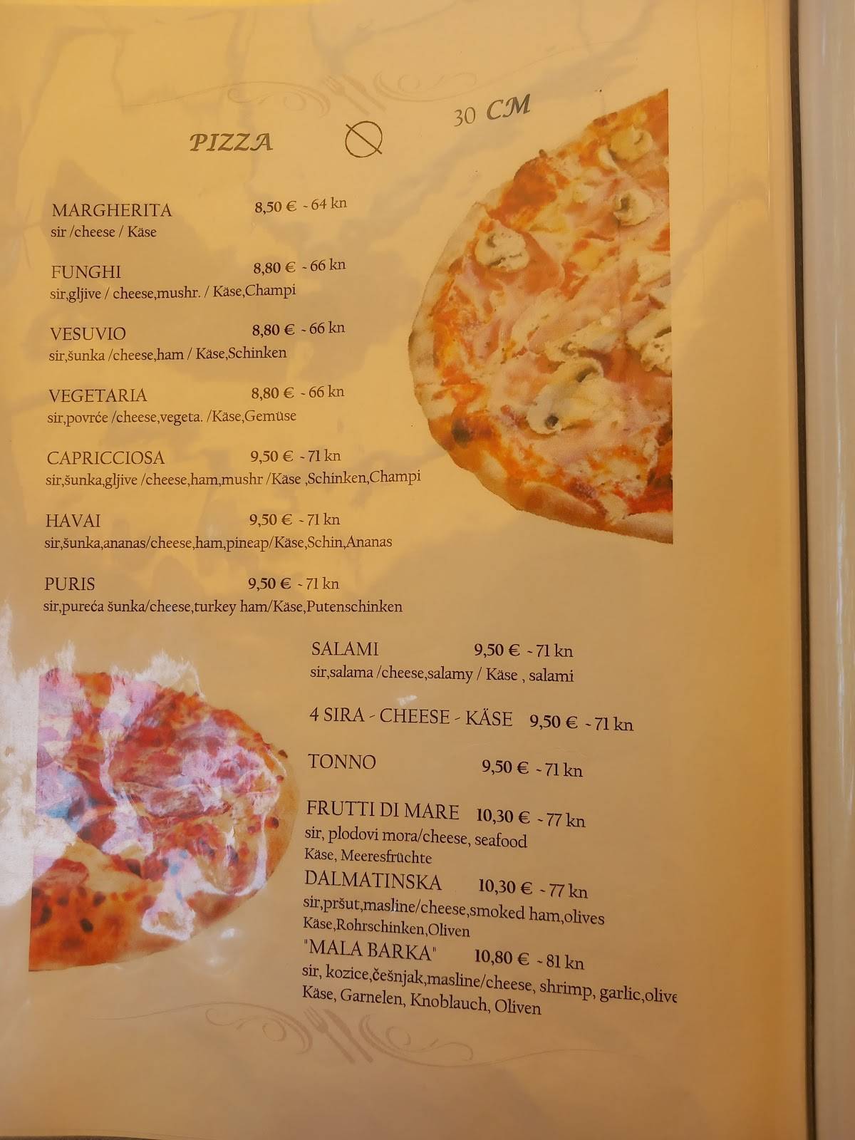 Menu at Restoran - Mala Barka, Tučepi