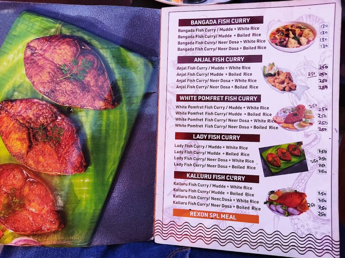 Menu at Rexon fish boat, Bengaluru