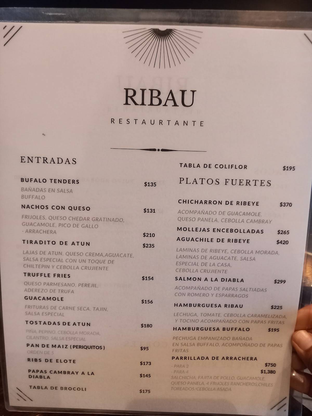 Menu at Ribau Restaurante & Bar, Piedras Negras