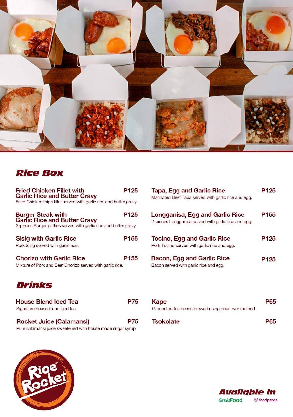Menu at Rice Rocket restaurant, Makati, Jupiter