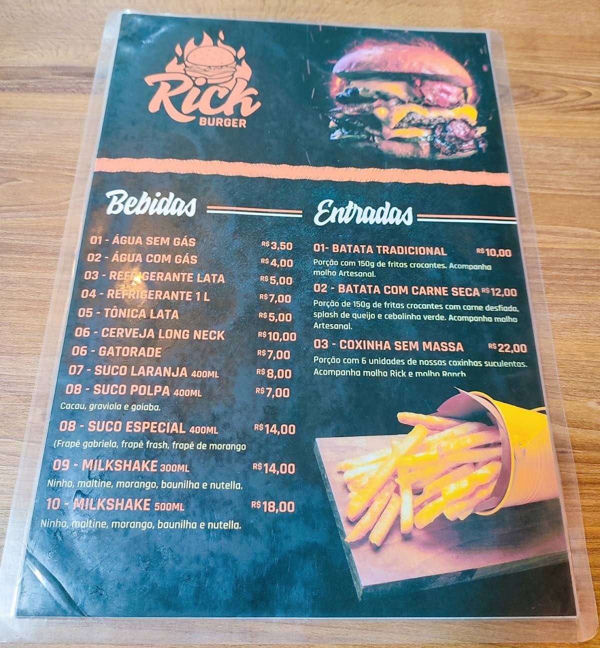 Menu em Rick Burger restaurante, Jequié