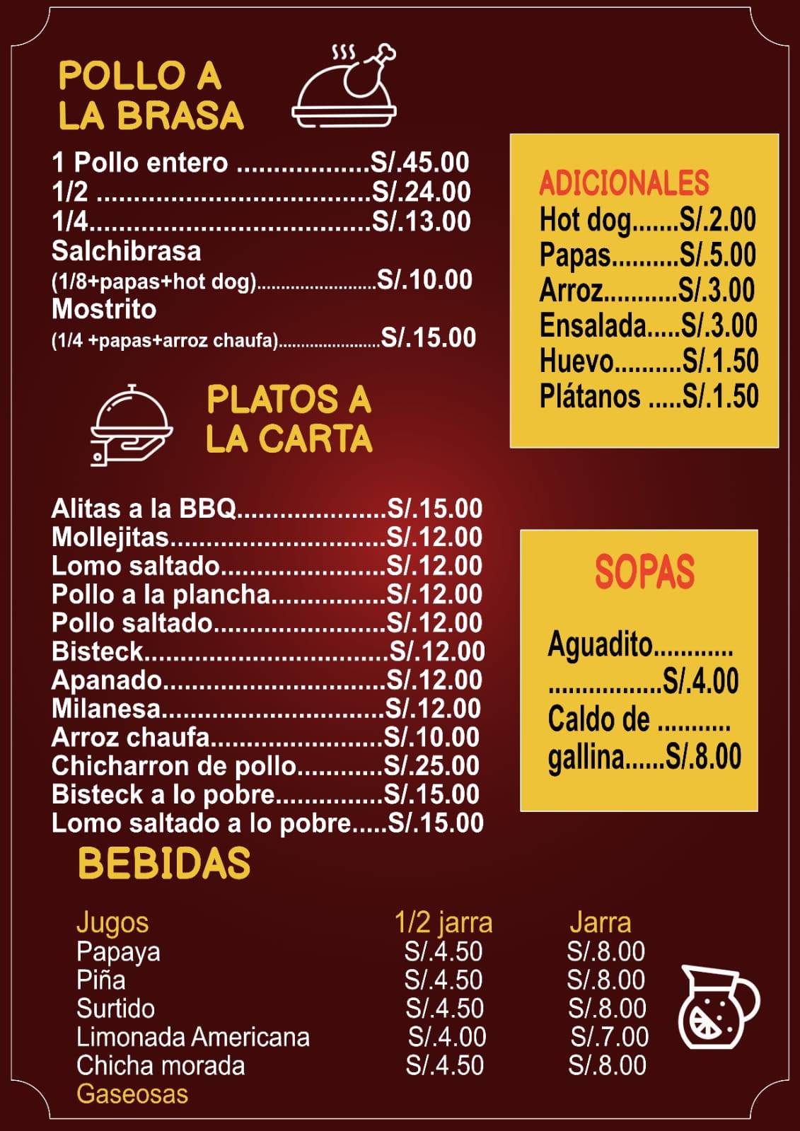 Carta del restaurante Rico Chicken, Piura, URB. SANTA MARGARITA. MZ EA ...