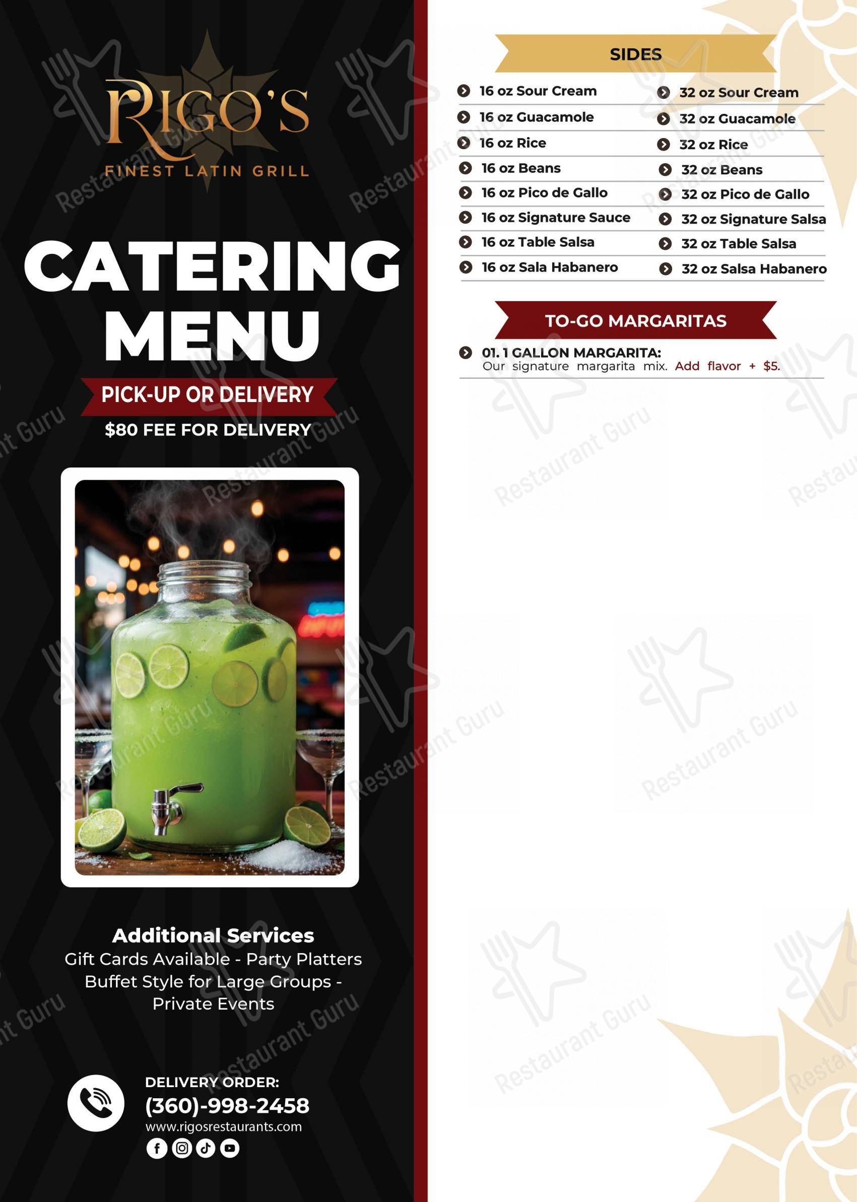 Menu at Rigo's Finest Latin Grill pub & bar, Longview