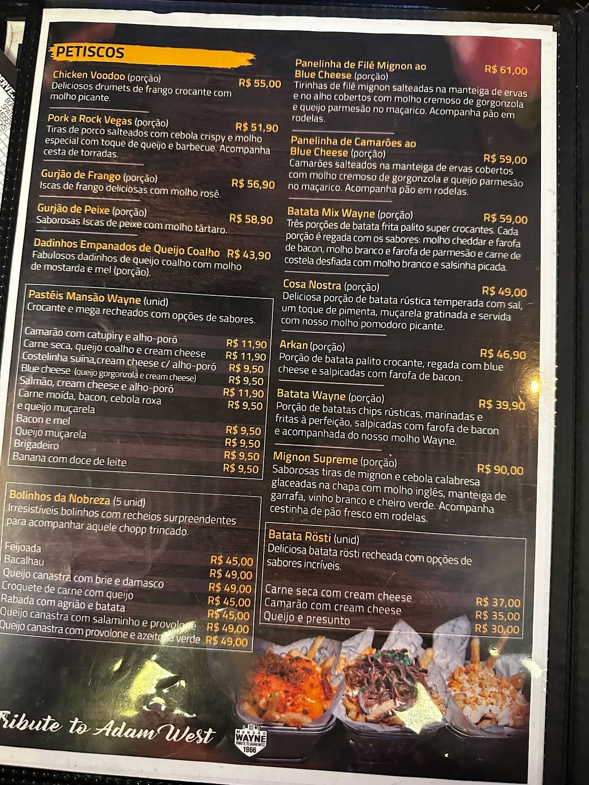 Carta de Mansão Wayne Restaurante e Bar - Executivos, Hamburgueria ...