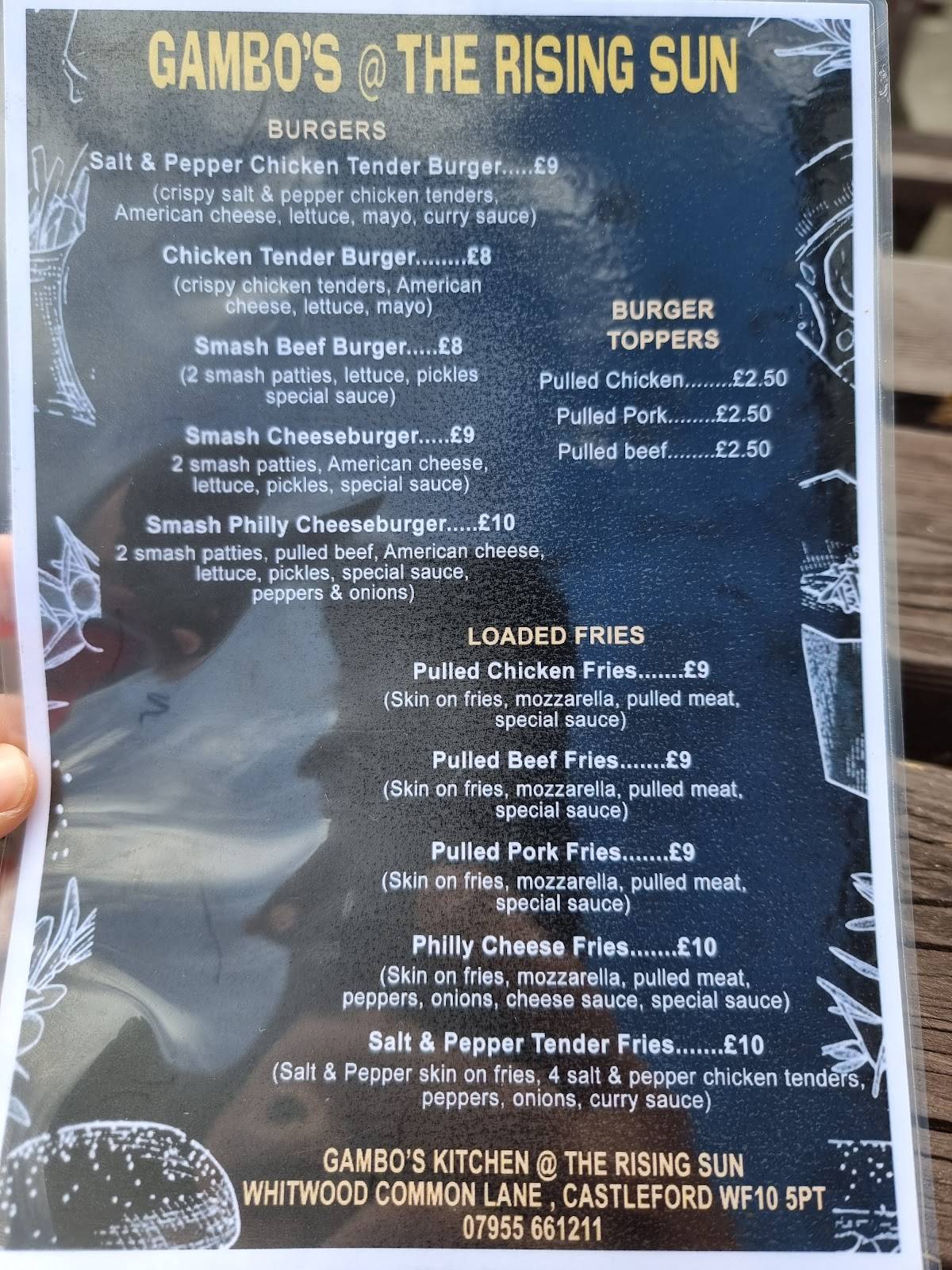 Menu at Rising Sun pub & bar, Castleford