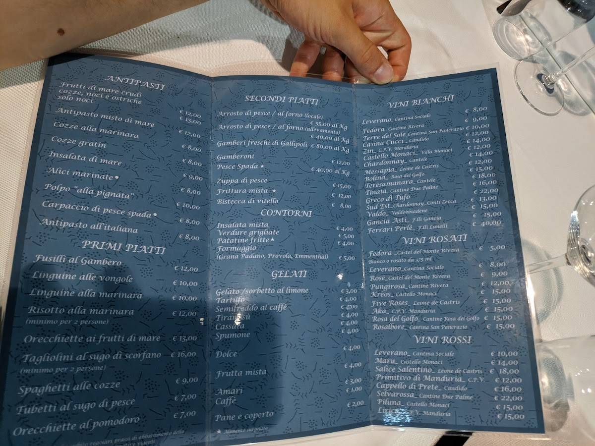 Speisekarte von Ristorante Al Gambero, Porto Cesareo