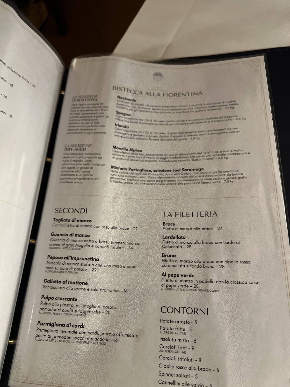 Menu at Ristorante I Tre Pini, Florence, Via Imprunetana per Pozzolatico