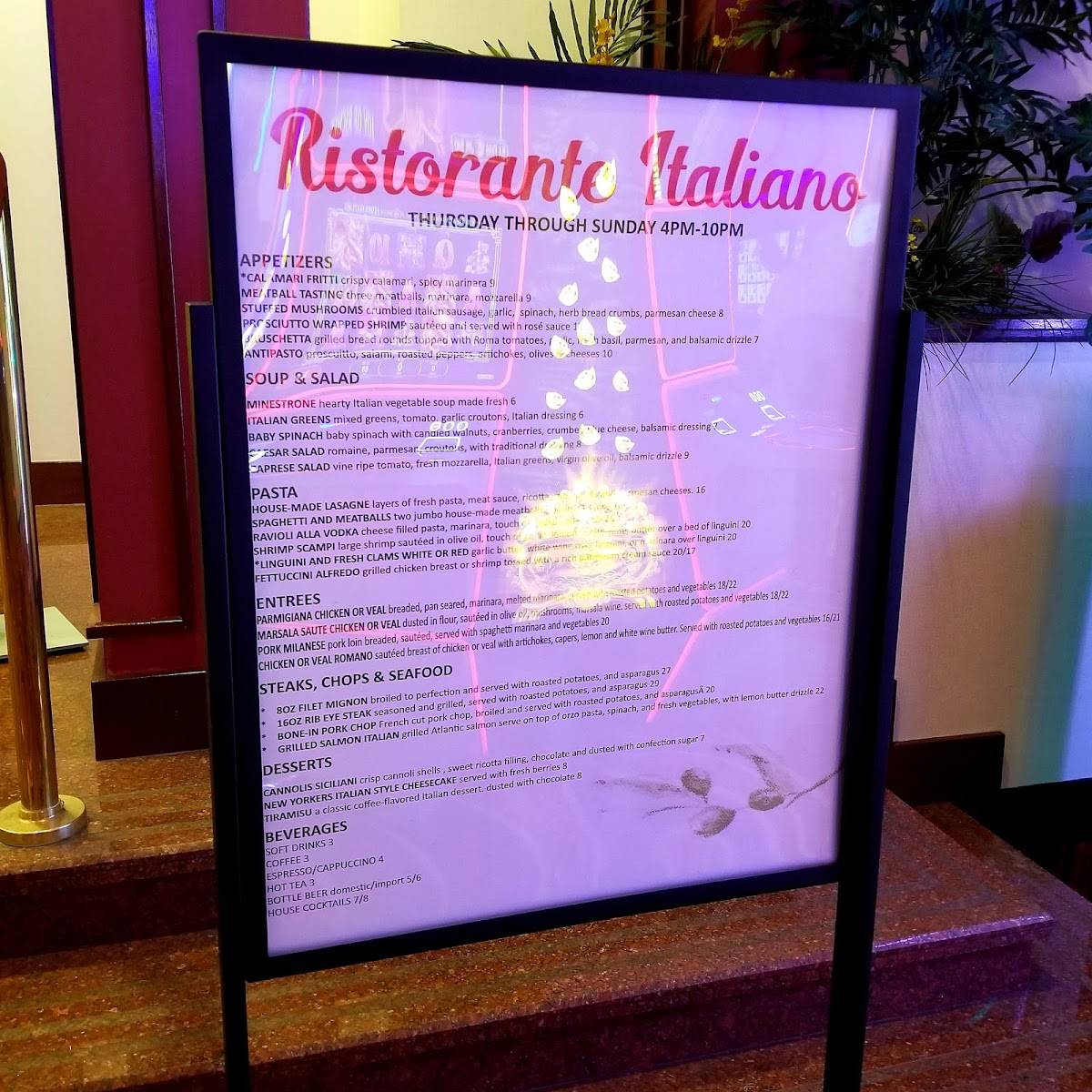 Menu at Ristorante Italiano restaurant, Henderson