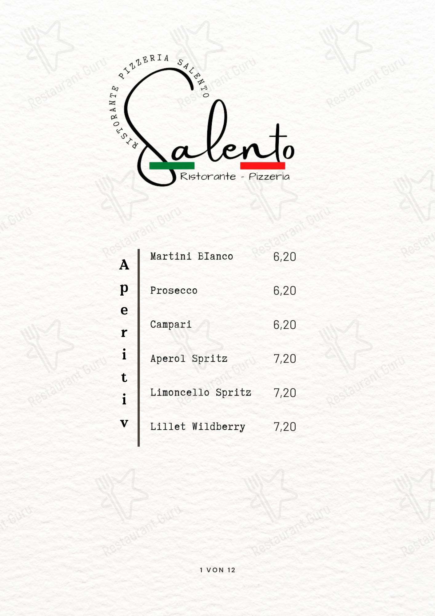 Speisekarte von Ristorante Pizzeria Salento, Dorsten