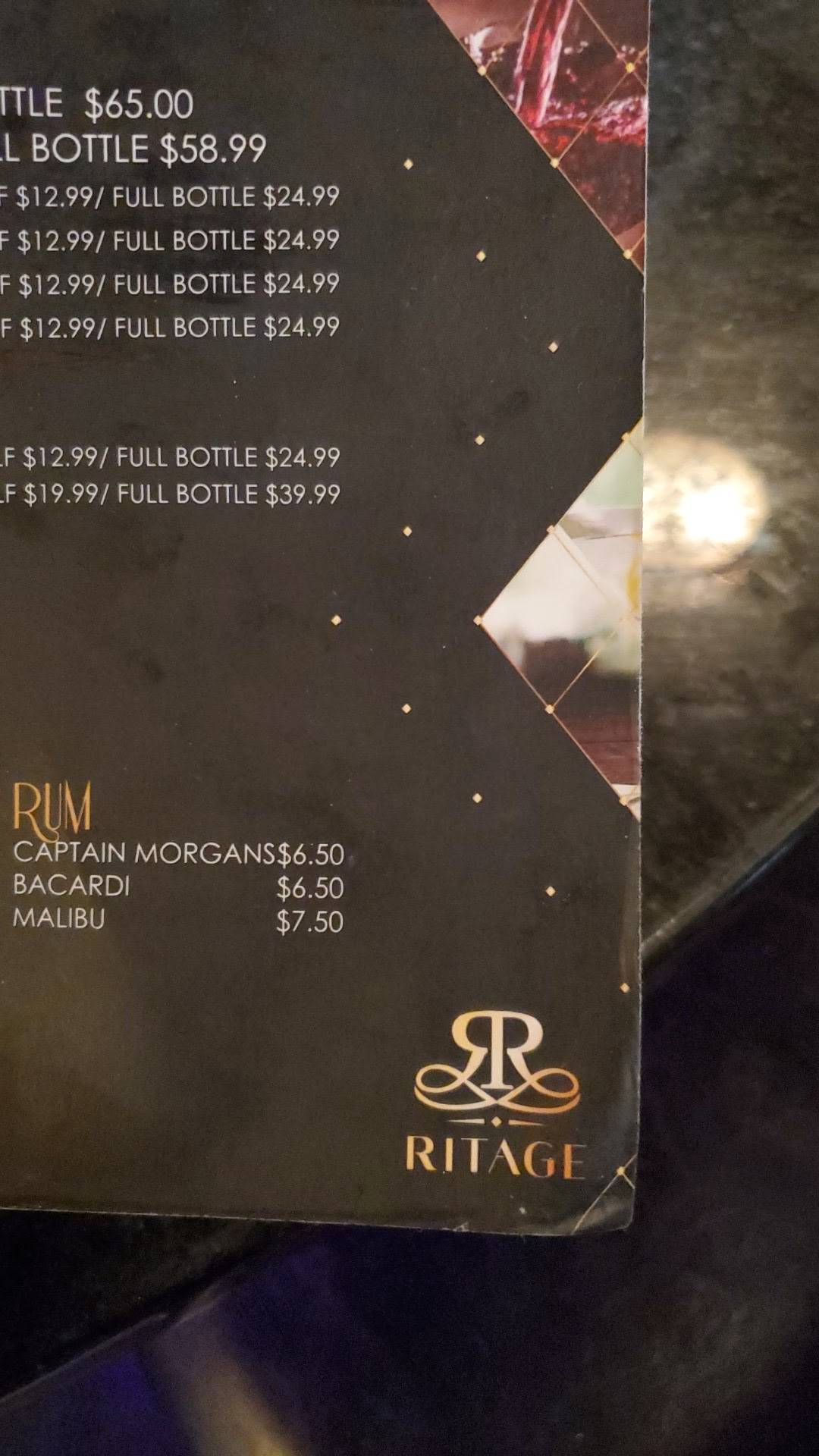 Menu au Harmony Restaurant, Calgary