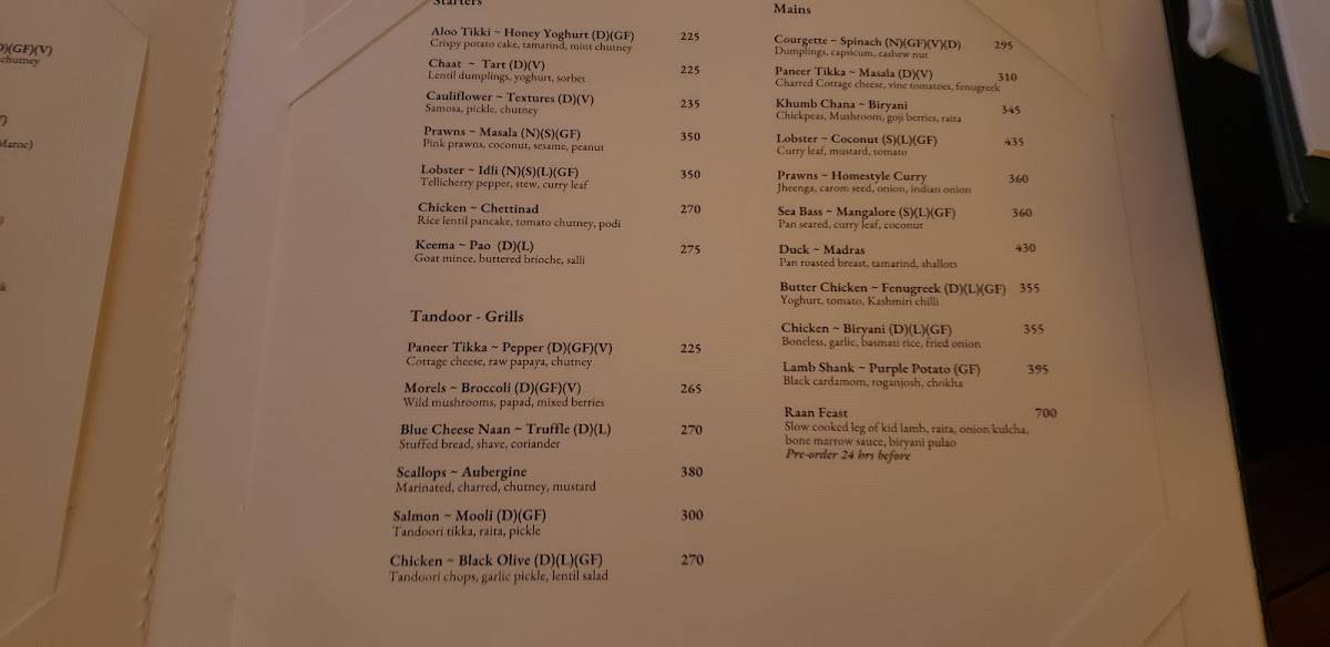 Menu at Rivayat - The Oberoi Marrakech restaurant, Marrakesh