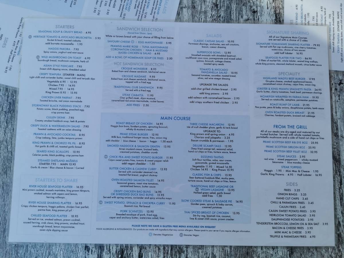 Menu at River House Stirling restaurant, Stirling