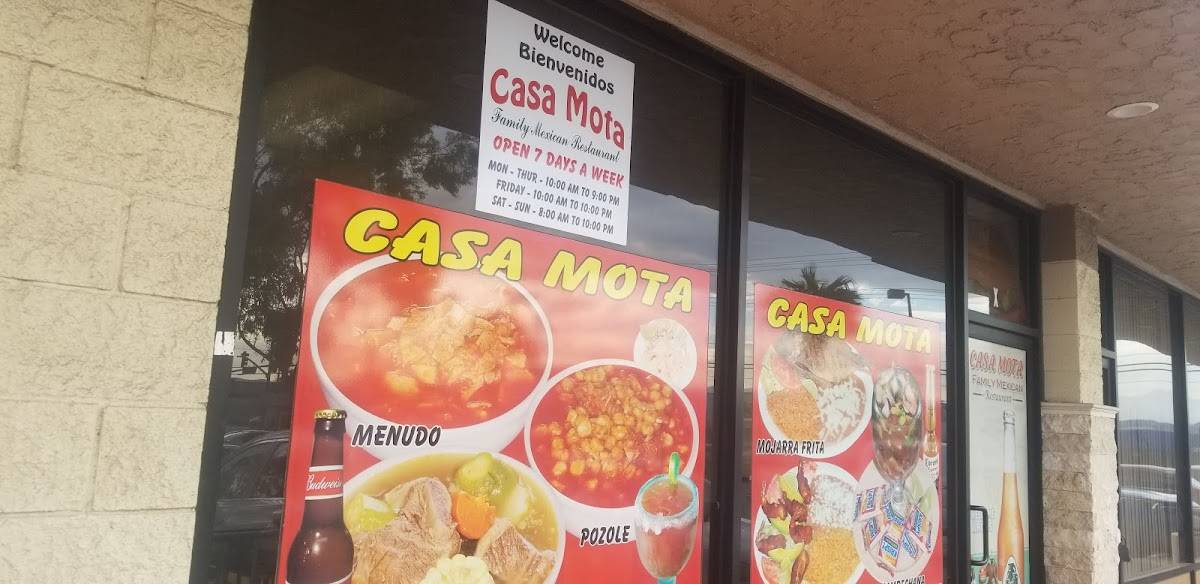 Menu at Casa Mota restaurant, Riverside