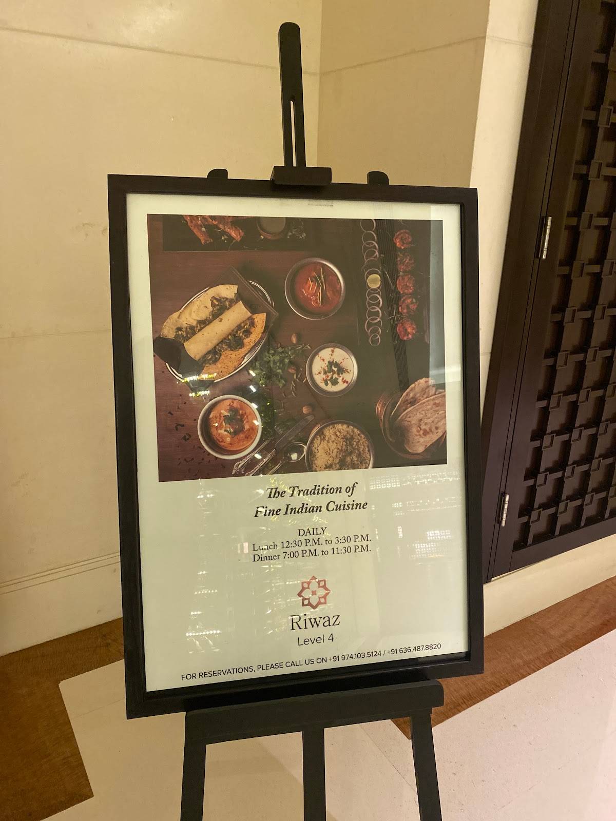 Menu at Riwaz, Bengaluru