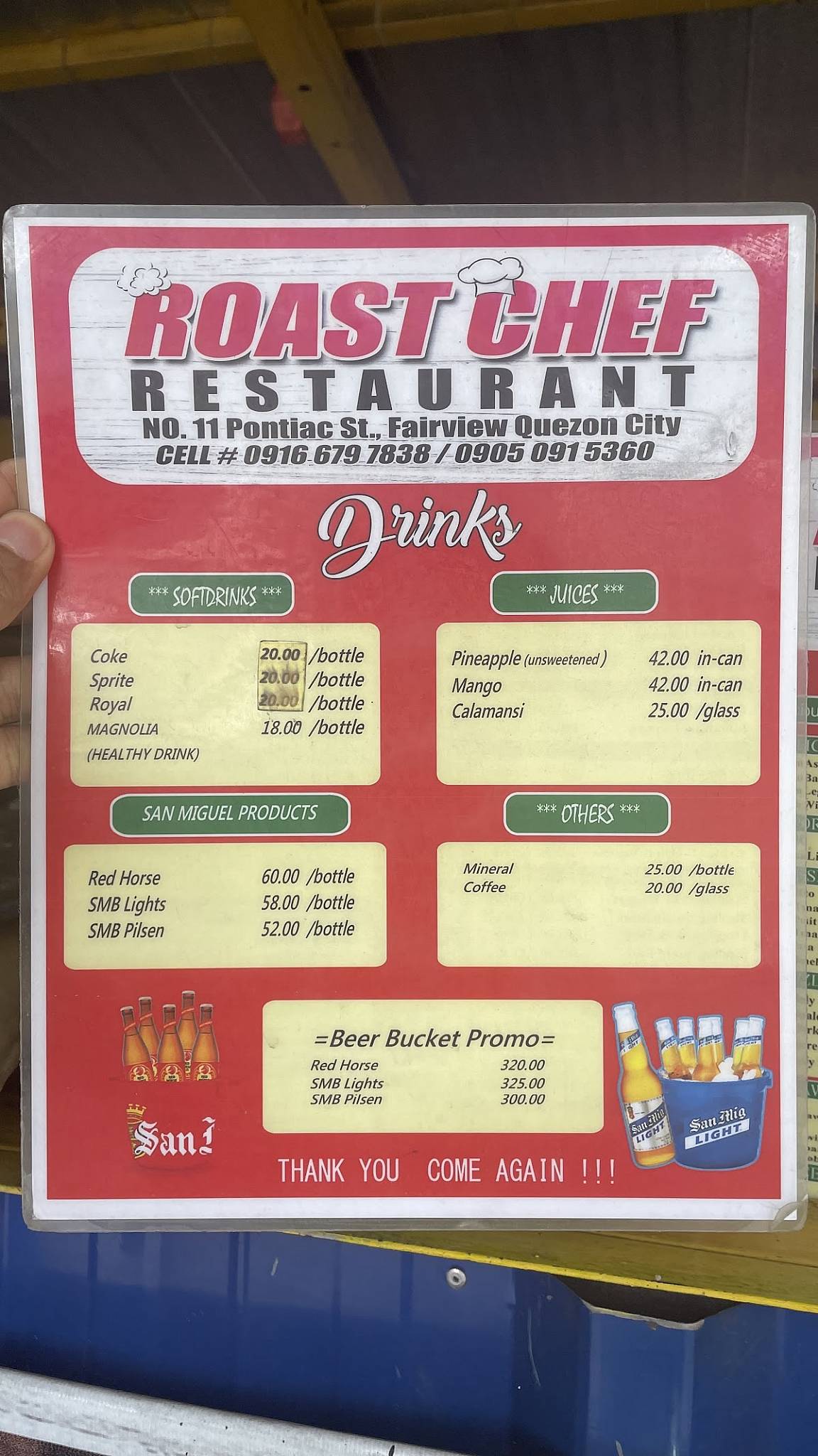 Menu at Roast Chef pub & bar, Quezon City
