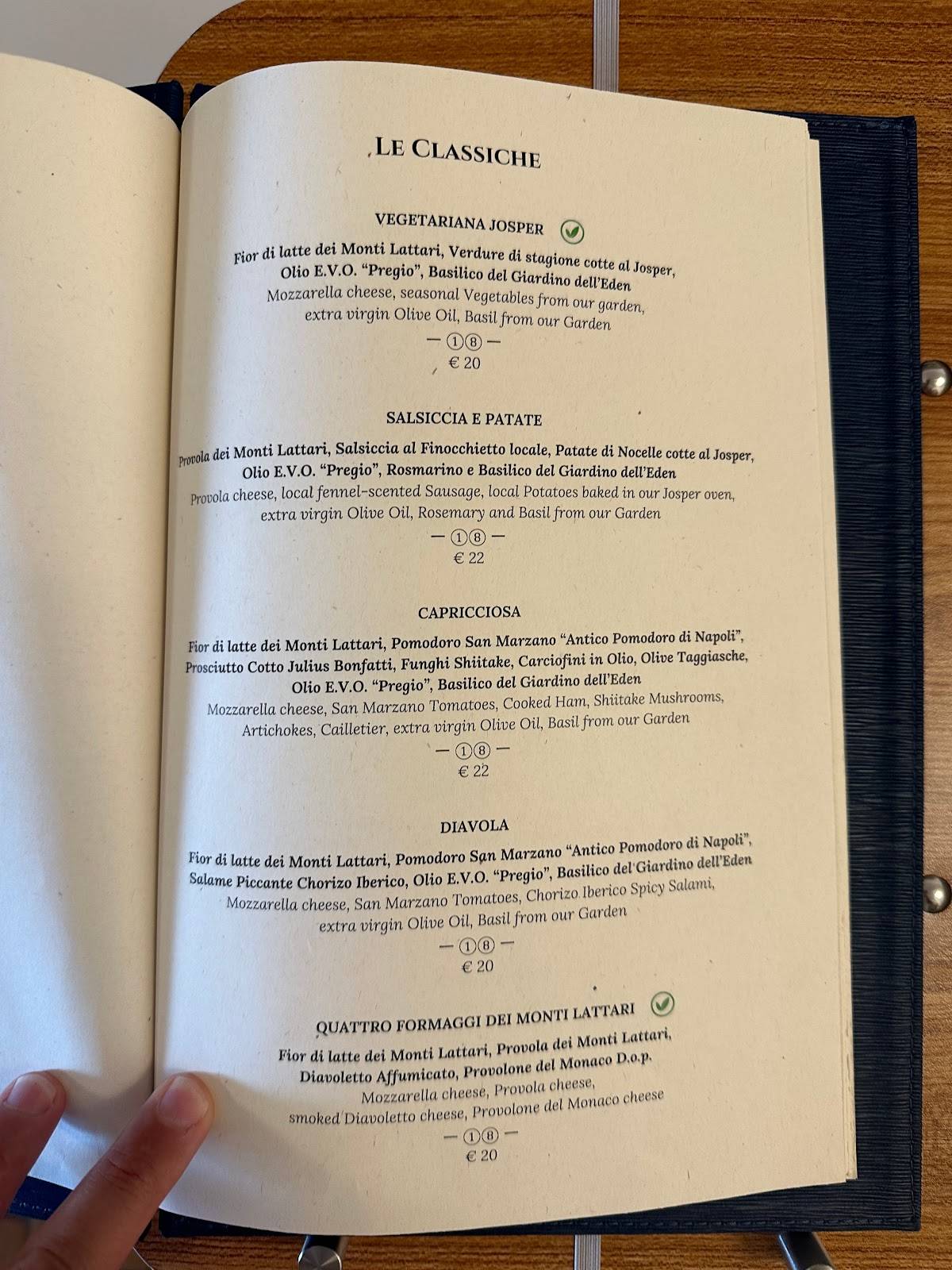 Menu at Roc - Pizza & Steak steakhouse, Positano