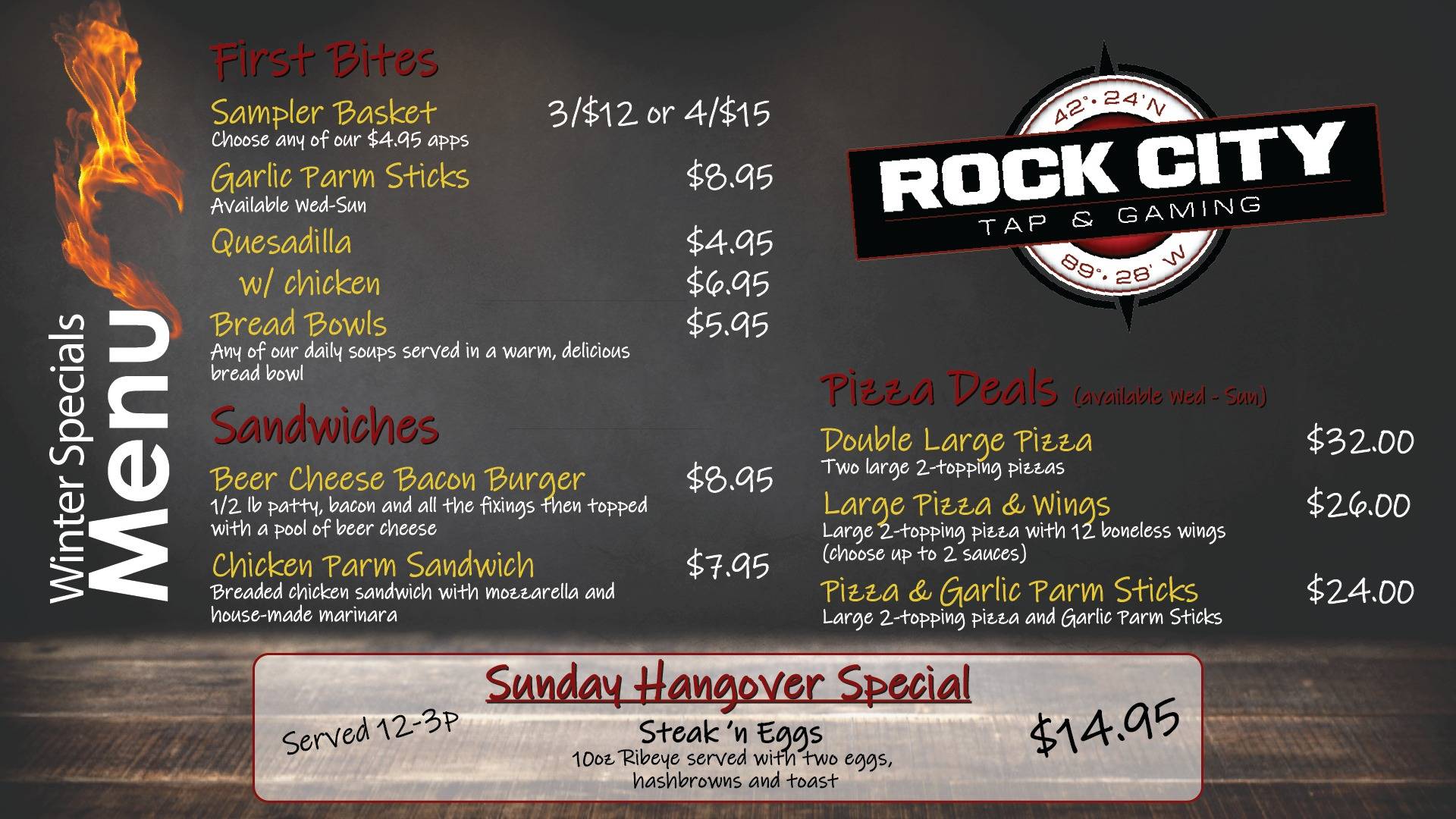 Menu at Rock City Tap Inc pub & bar, Rock City