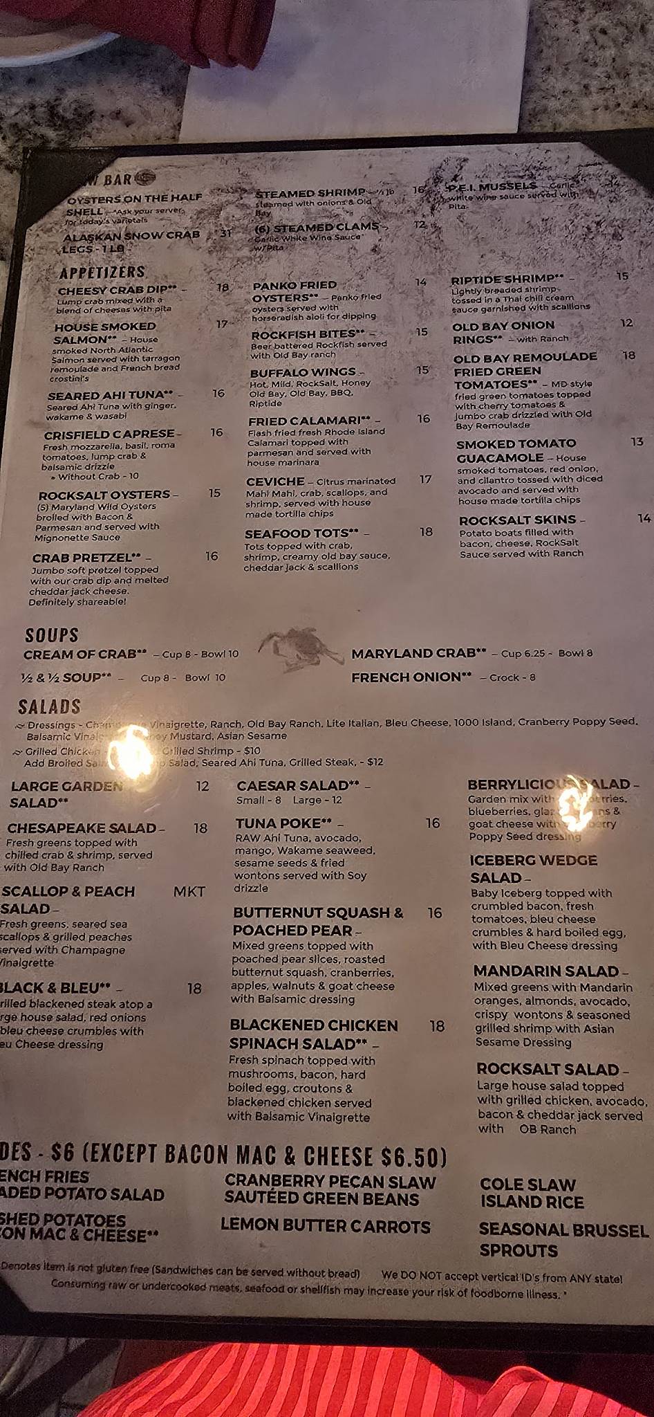 Menu at RockSalt Grille restaurant, Westminster