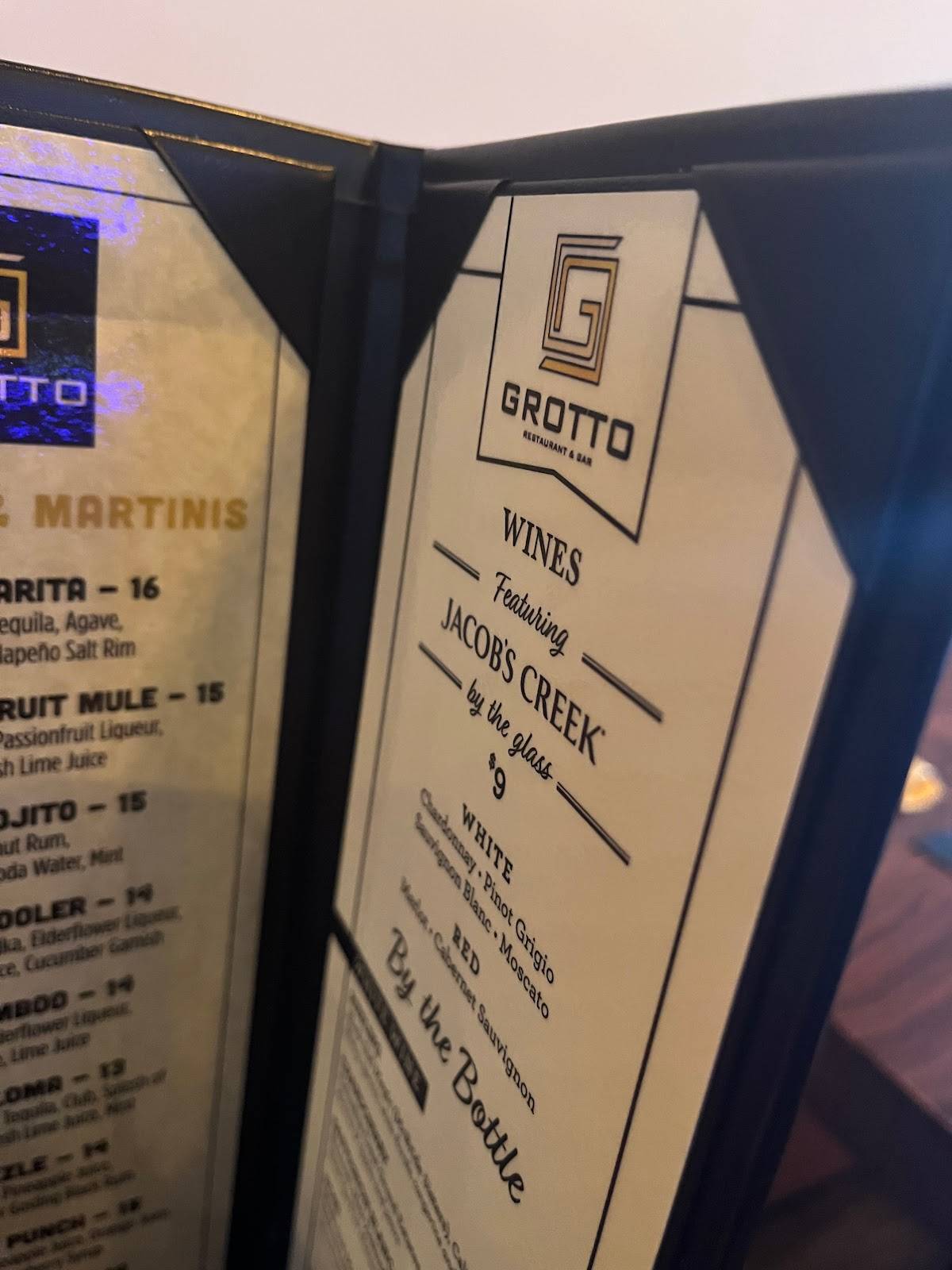 Menu at Grotto restaurant, Rockville Centre