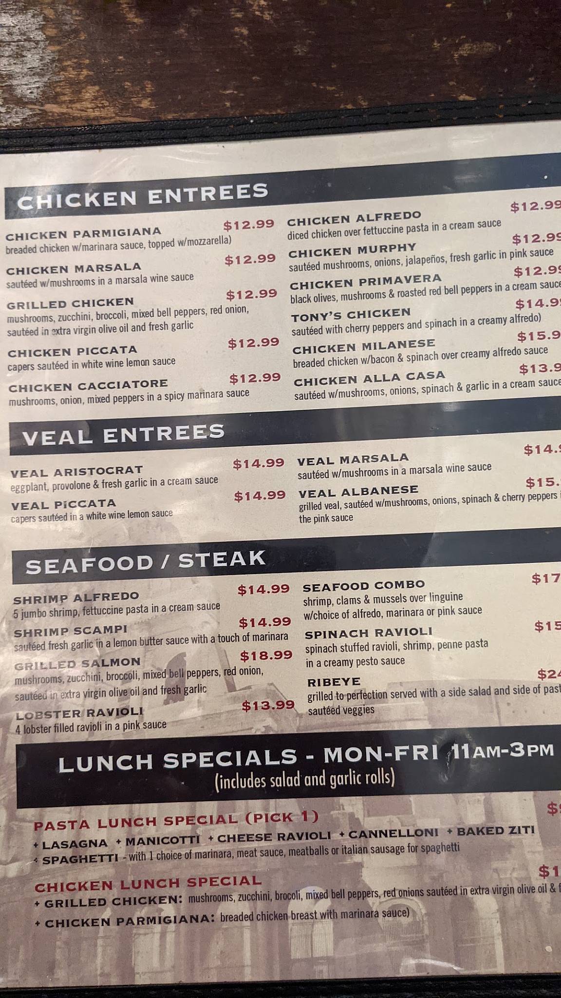 Menu at Roma Italian Bistro pub & bar, Ruston