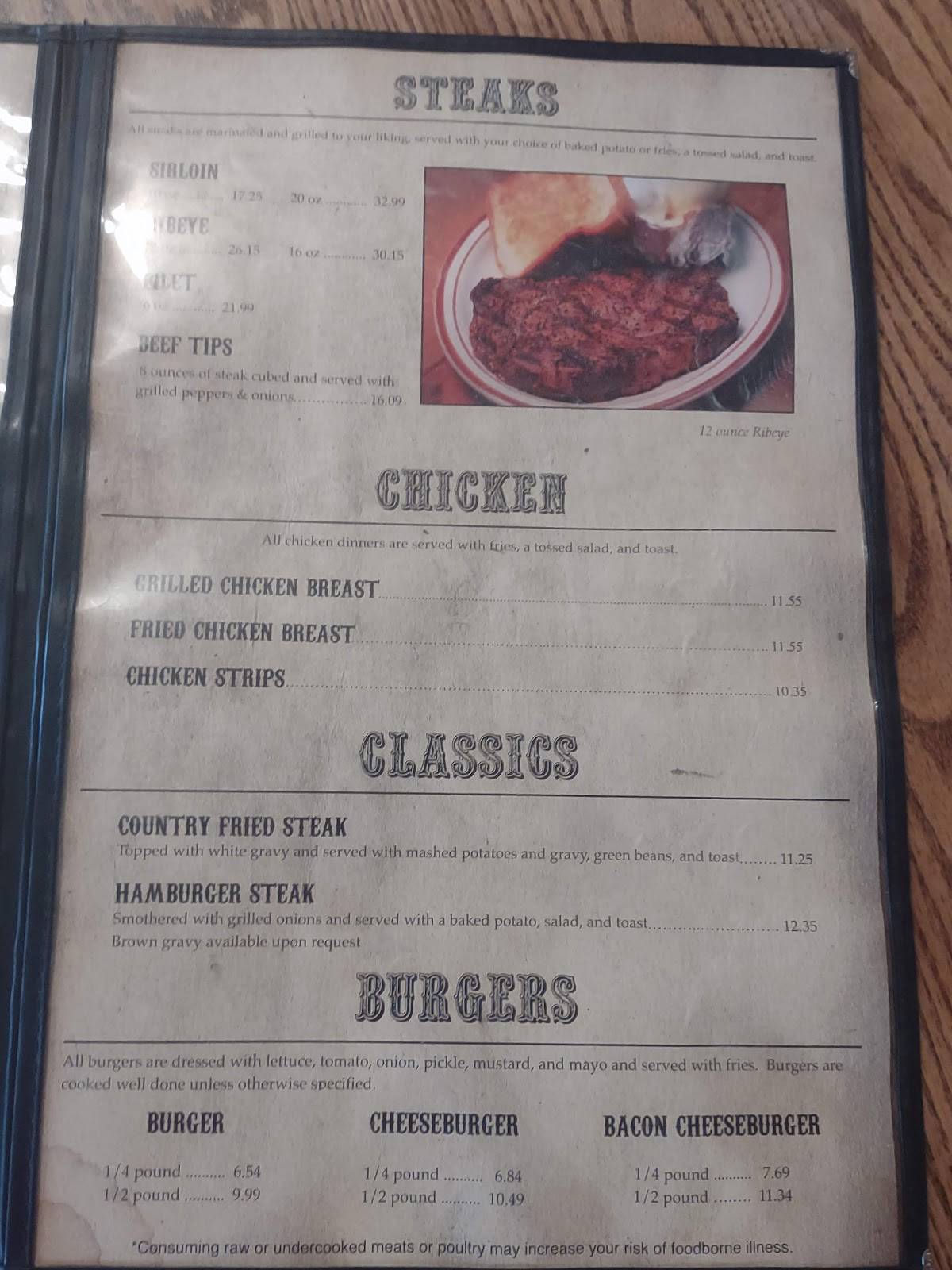 Menu at Roper's Restaurant, Beebe