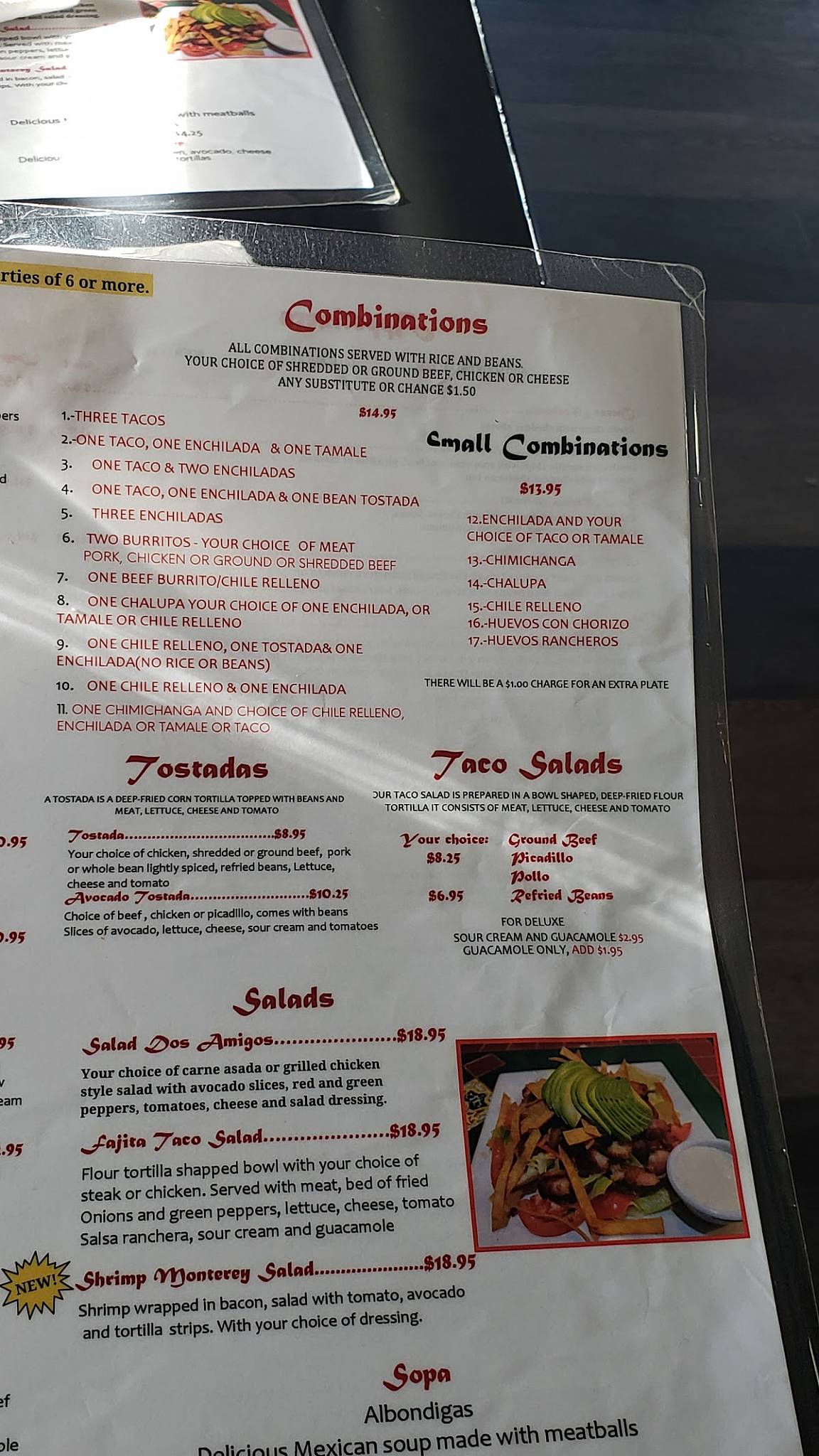 Menu at Los Dos Amigos Fiesta restaurant, Roseburg, NE Stephens St
