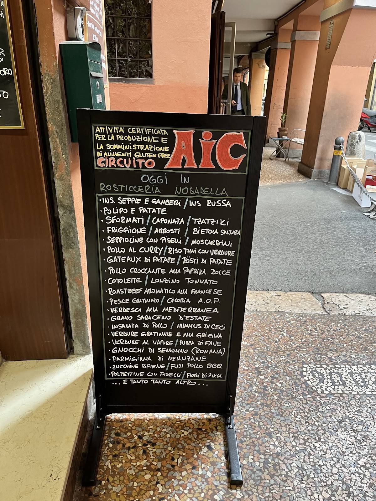 Menu at Rosticceria Nosadella restaurant, Bologna