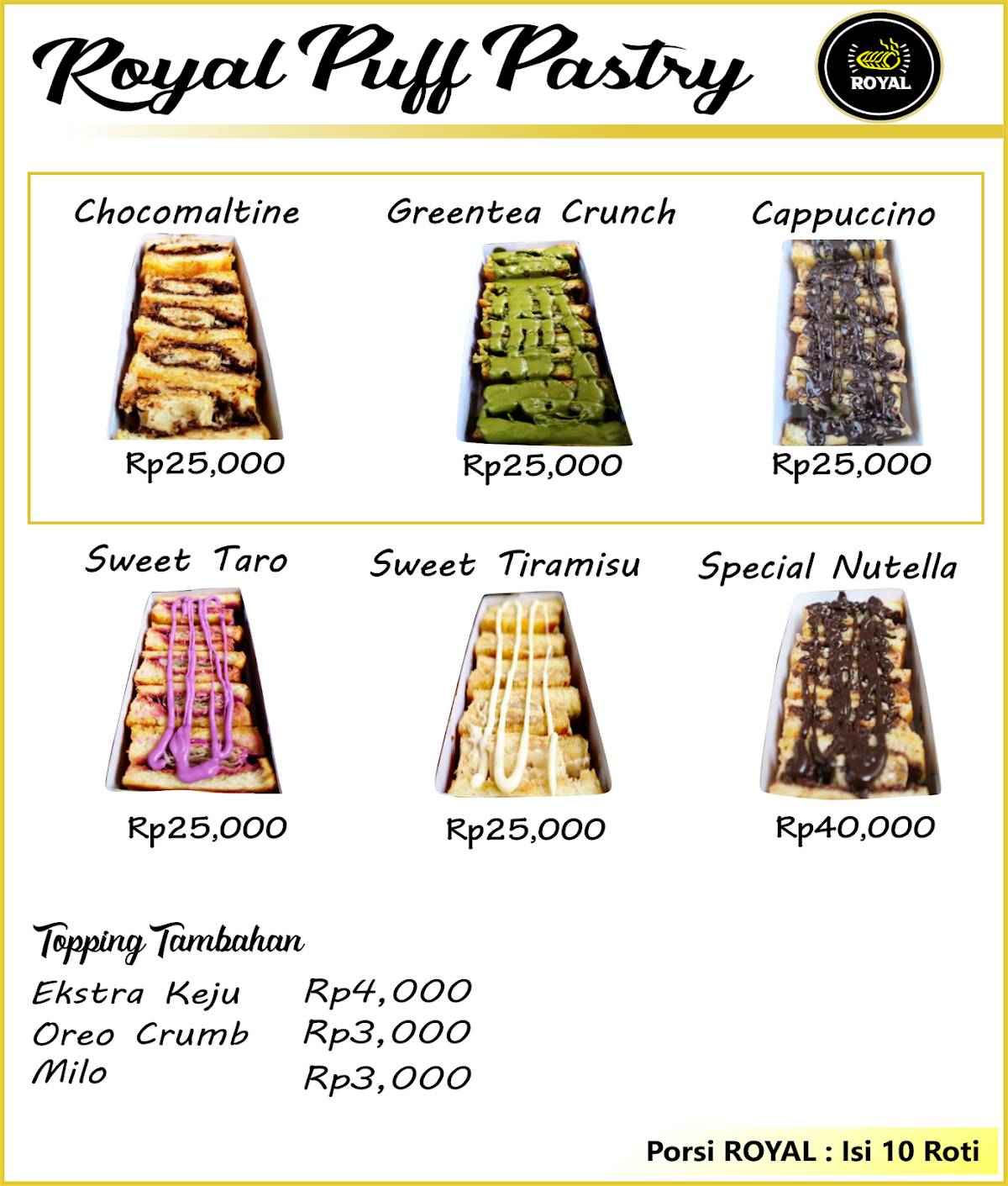 Menu at Roti Bakar Royal restaurant, Bekasi Regency