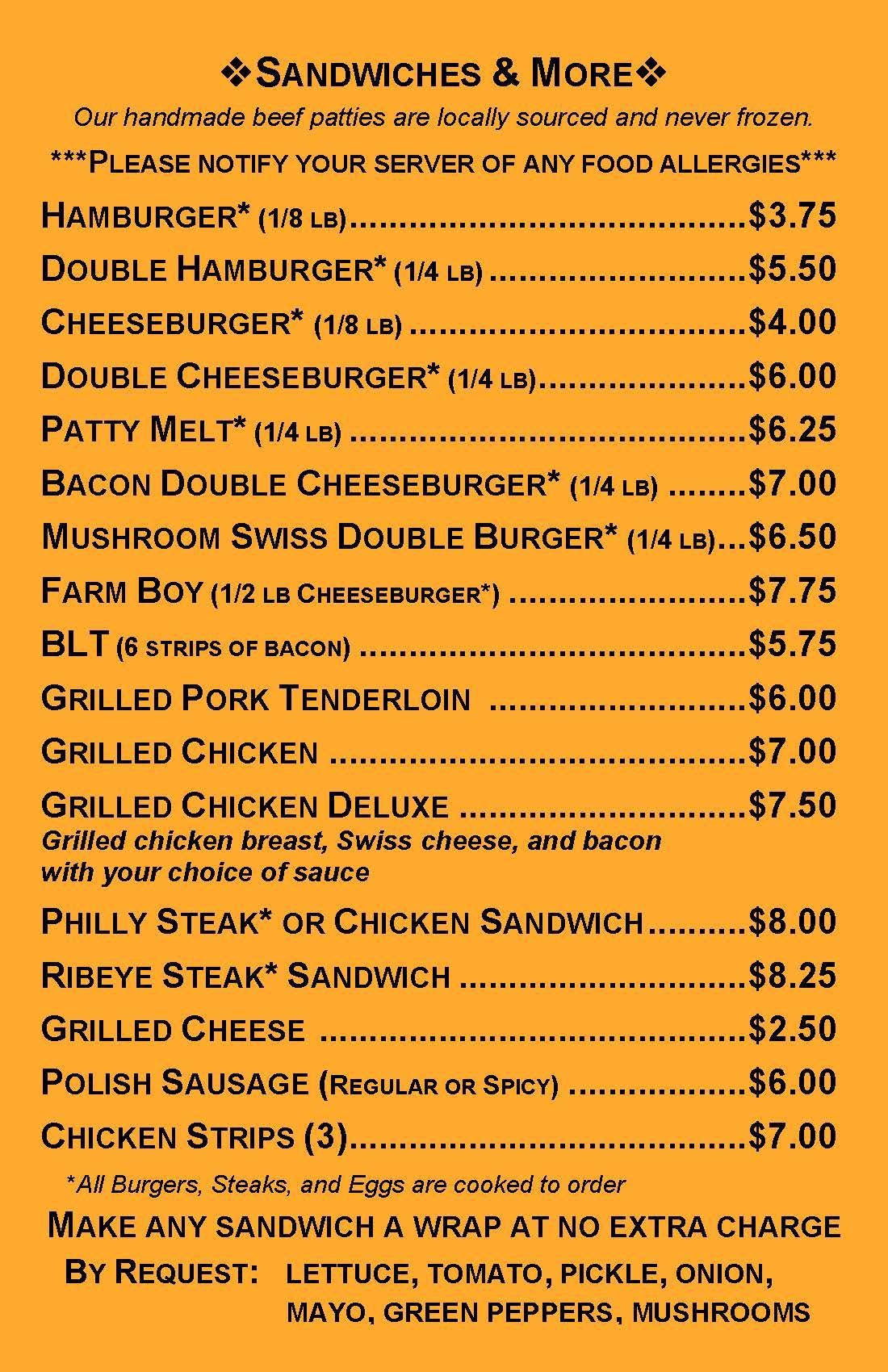 Menu at Route 45 Wayside pub & bar, Pesotum, 101 S Chestnut St