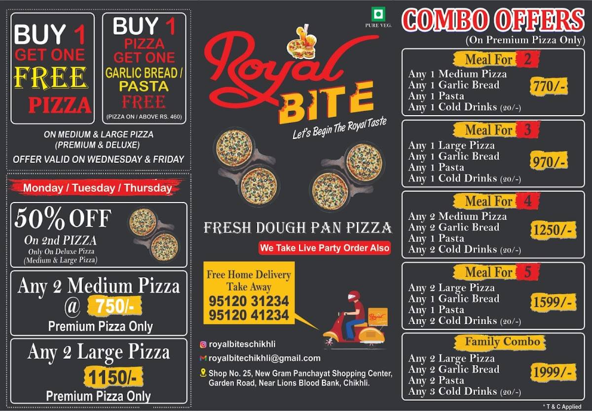 Menu at Royal Bite, Chikhli