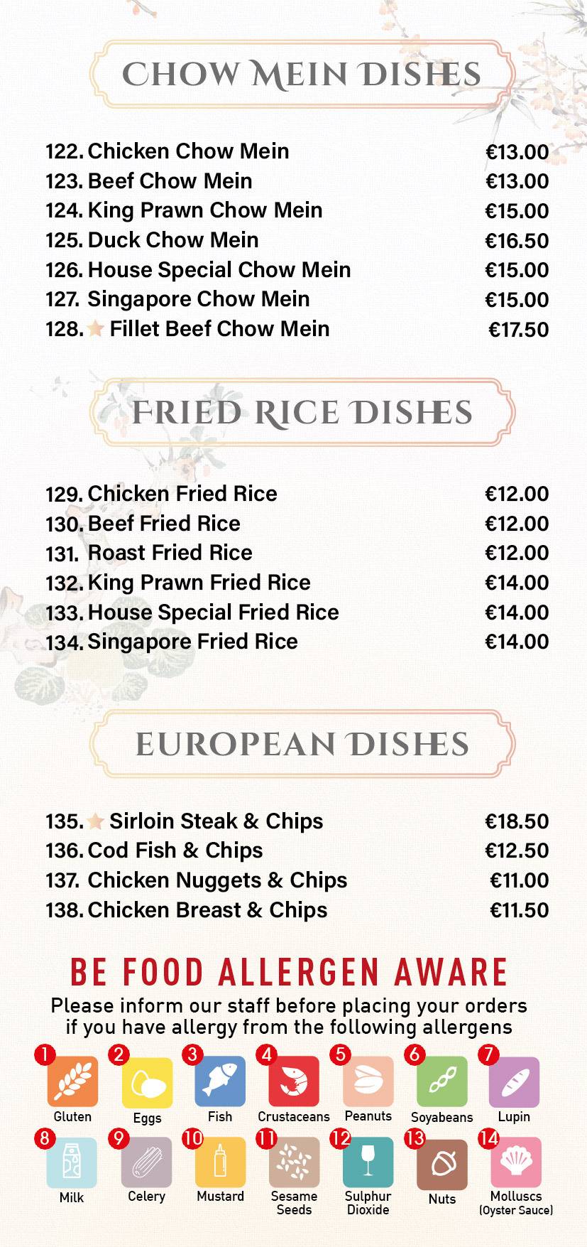 Menu at Royal Court Chinese Restaurant, Ennis, Limerick Rd