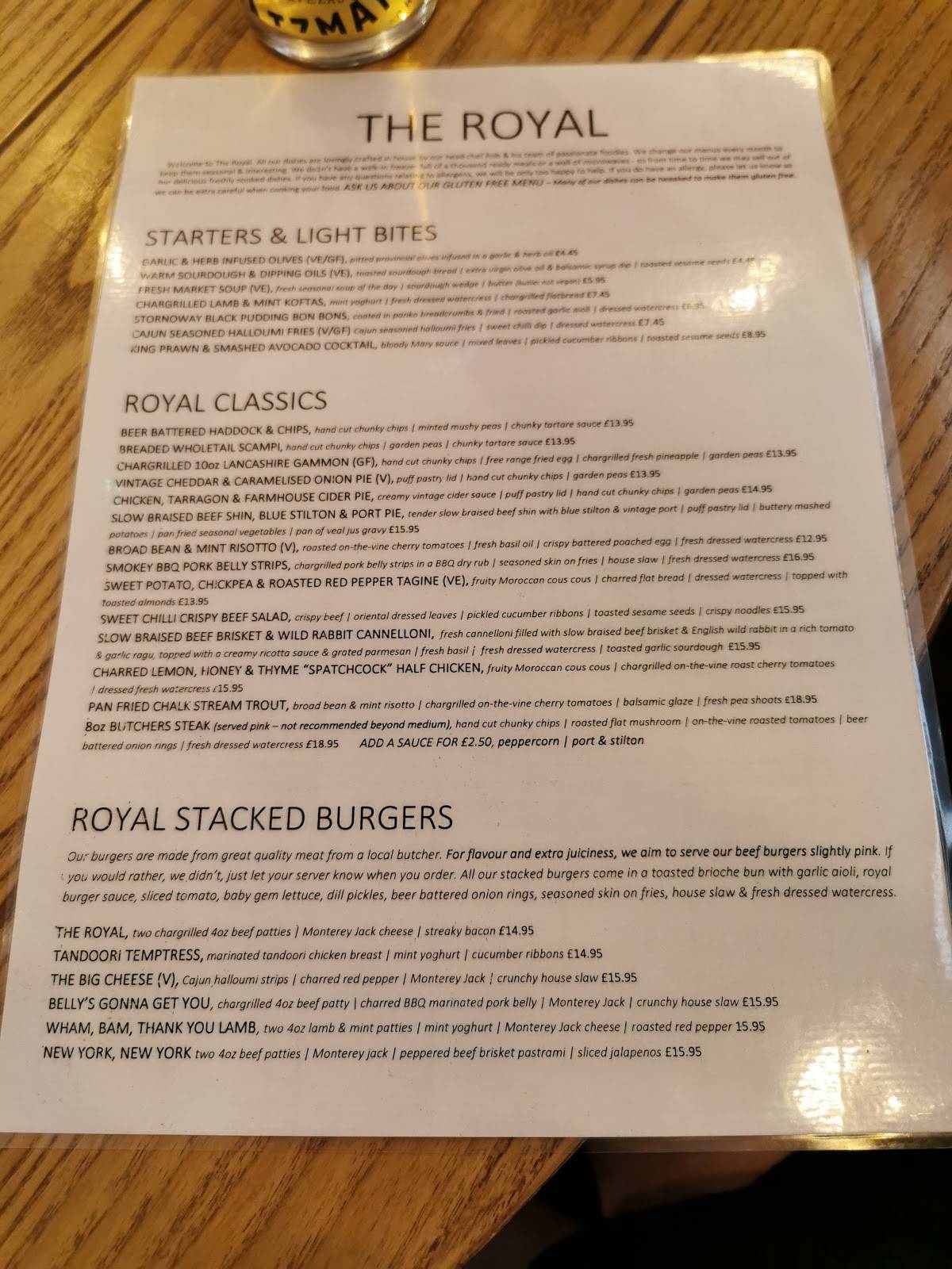 Menu at Royal Hotel pub & bar, Carnforth, 27 Main Rd