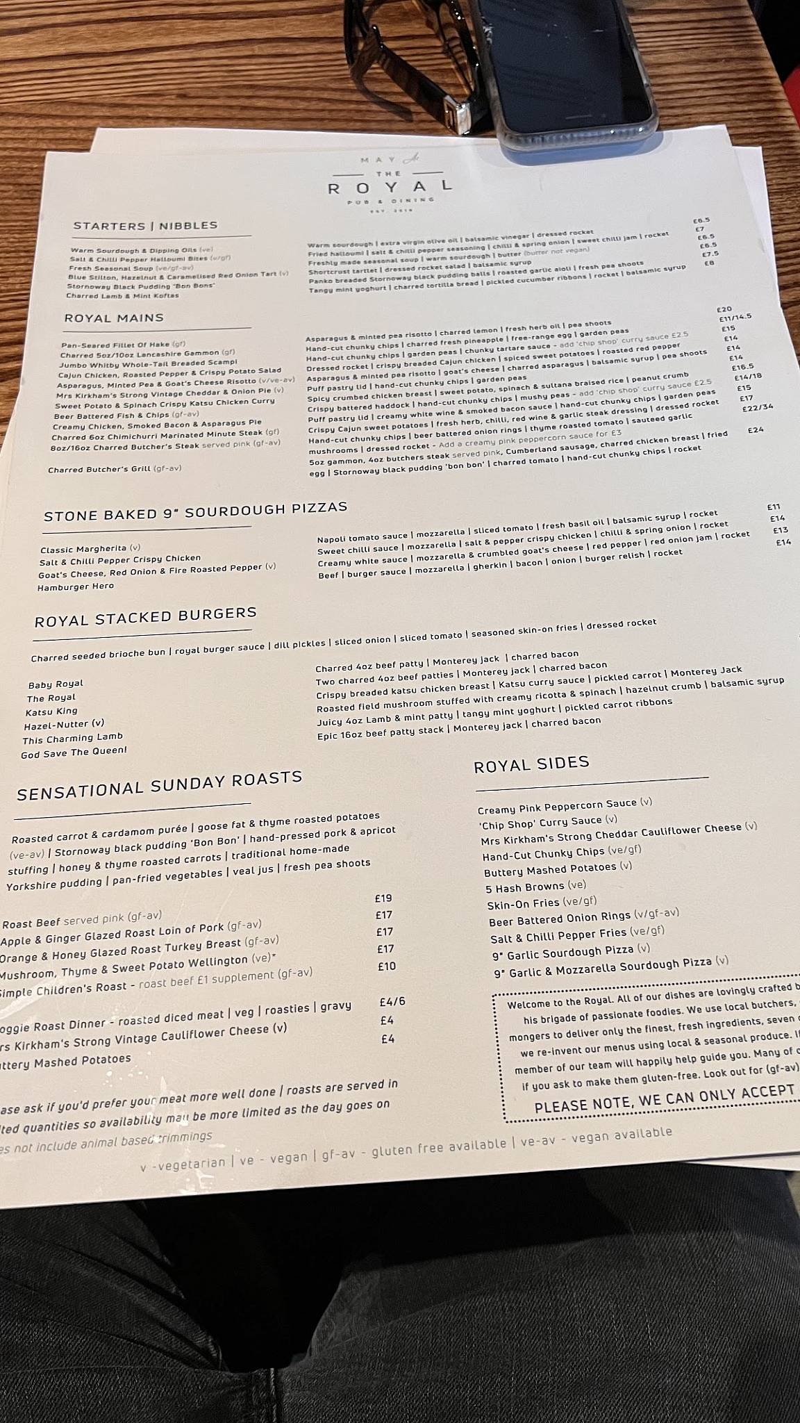 Menu at Royal Hotel pub & bar, Carnforth, 27 Main Rd