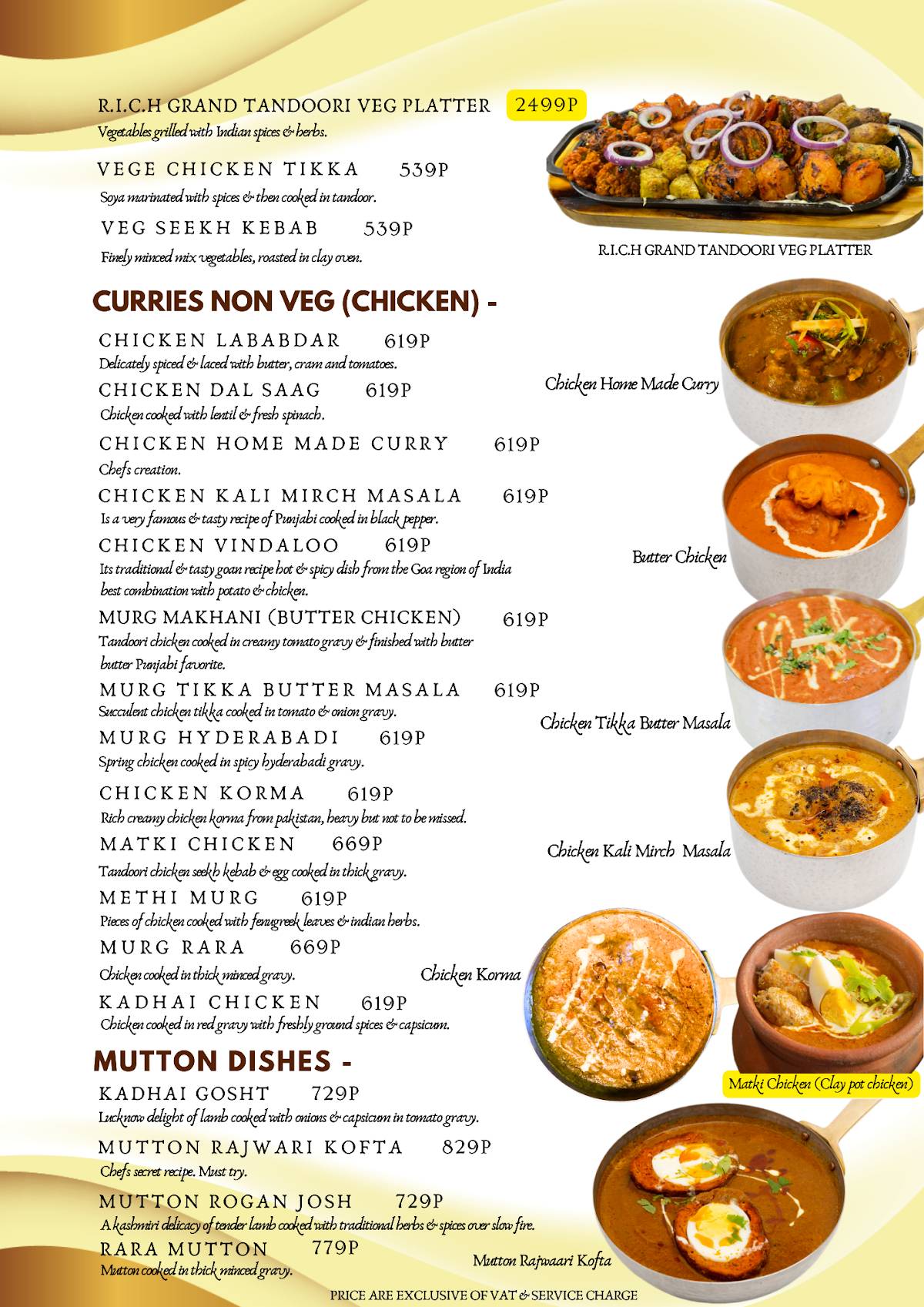 Menu at Royal Indian Curry House restaurant, Makati, General Luna