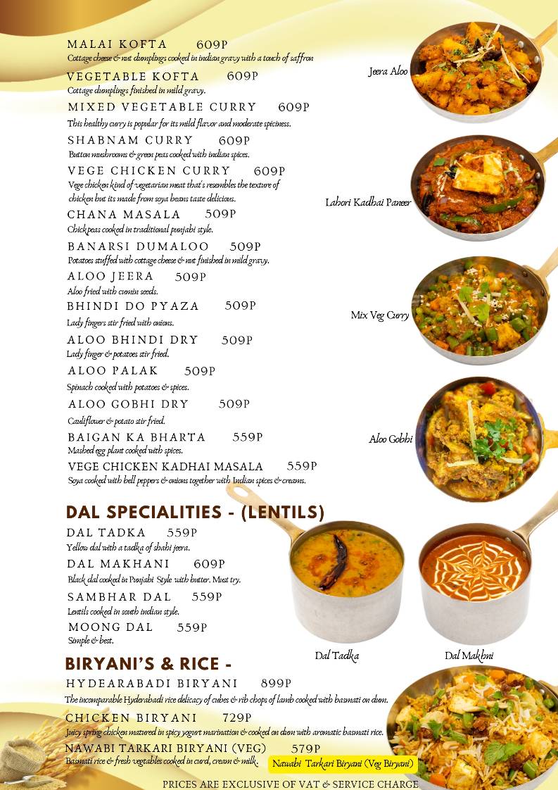 Menu at Royal Indian Curry House restaurant, Makati, General Luna
