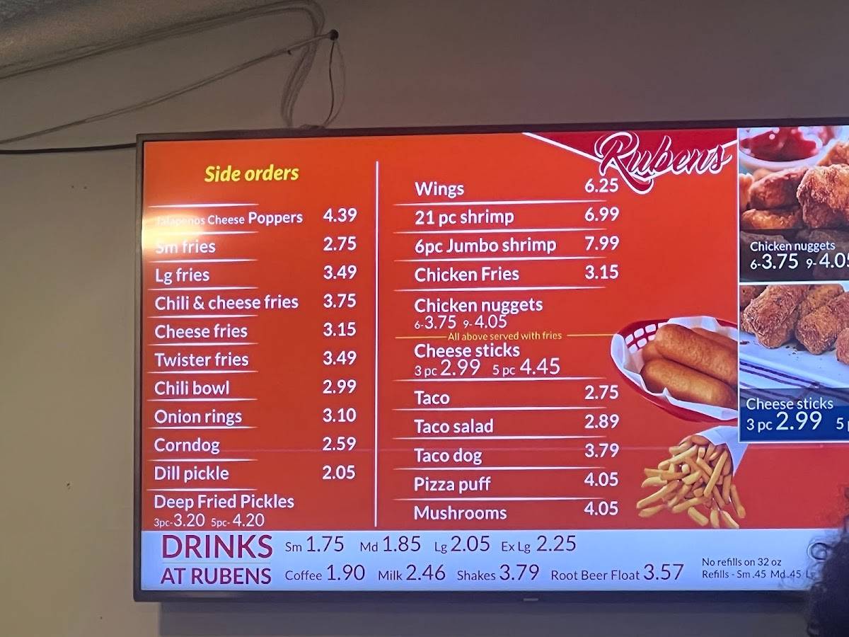 Menu at Ruben's Restaurant, Lake Station