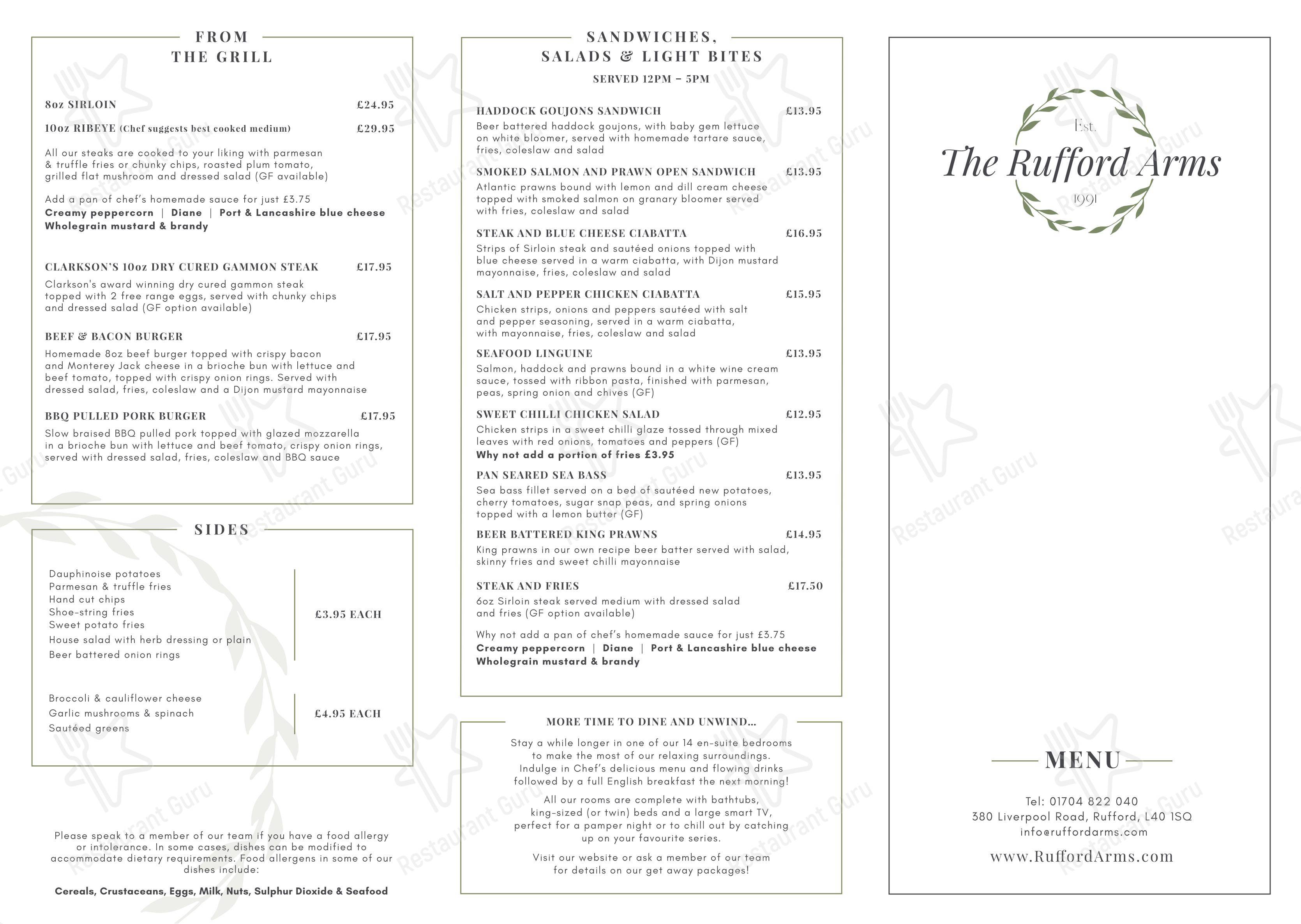 Menu at Rufford Arms - Restaurant & Hotel, Scarisbrick