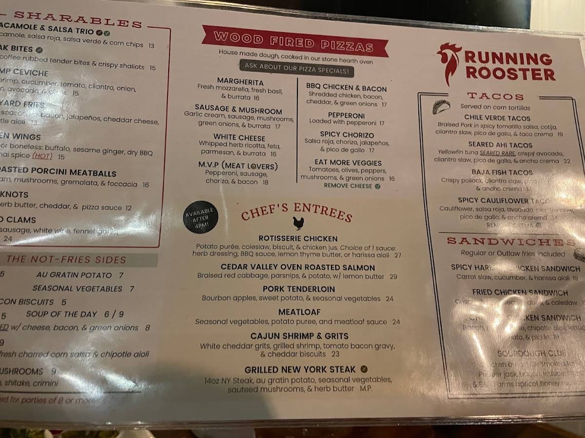 Menu at Running Rooster pub & bar, Hollister, 800 San Benito St
