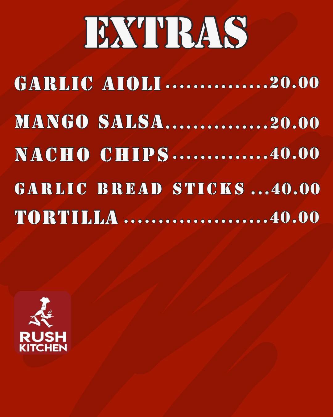 Carta del restaurante Rush Kitchen, Mandaluyong