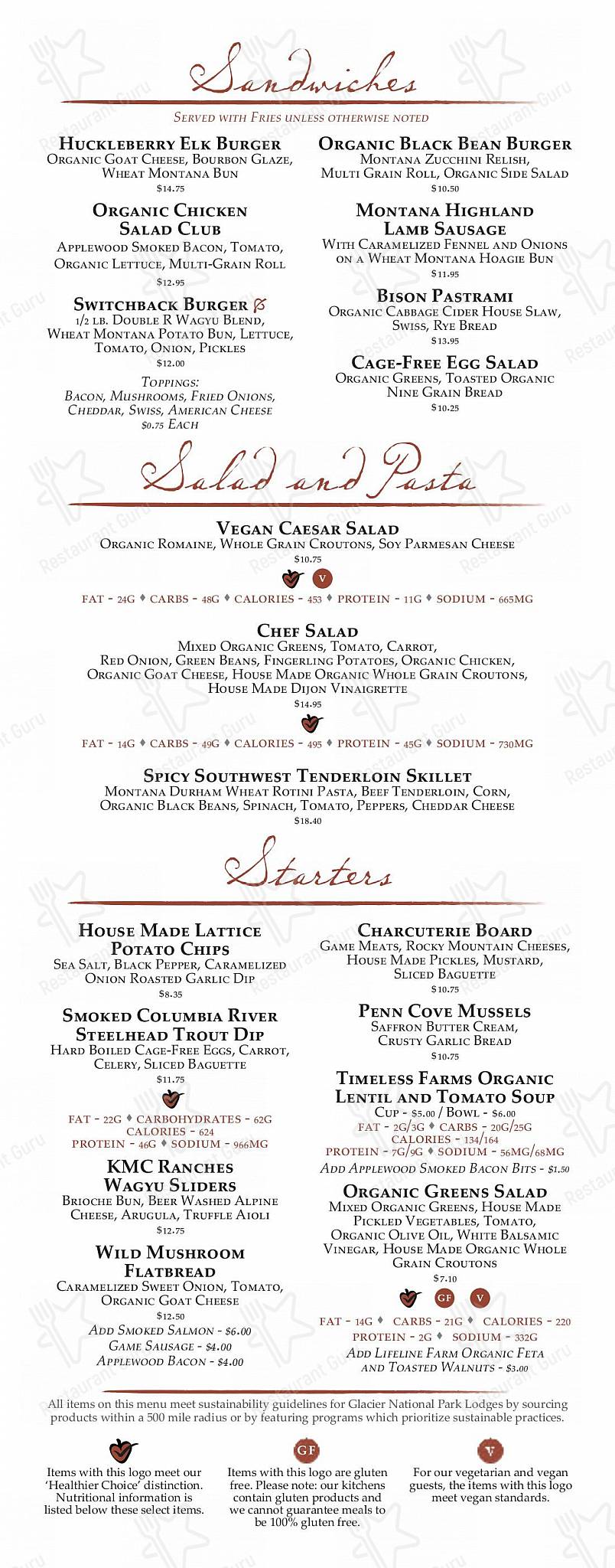 Menu at Russell's Fireside Dining Room restaurant, USA