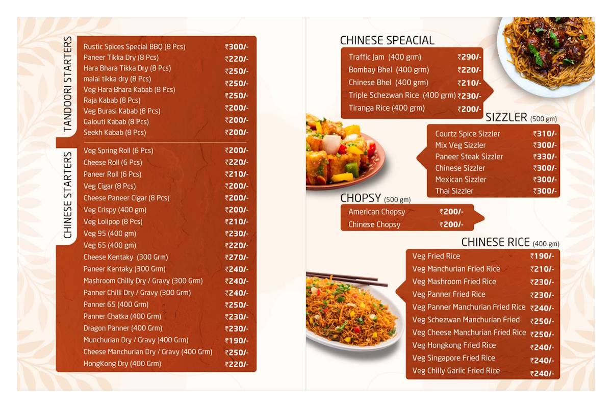 Menu at Rustic Spices Cafe and Restaurant, Ahmedabad