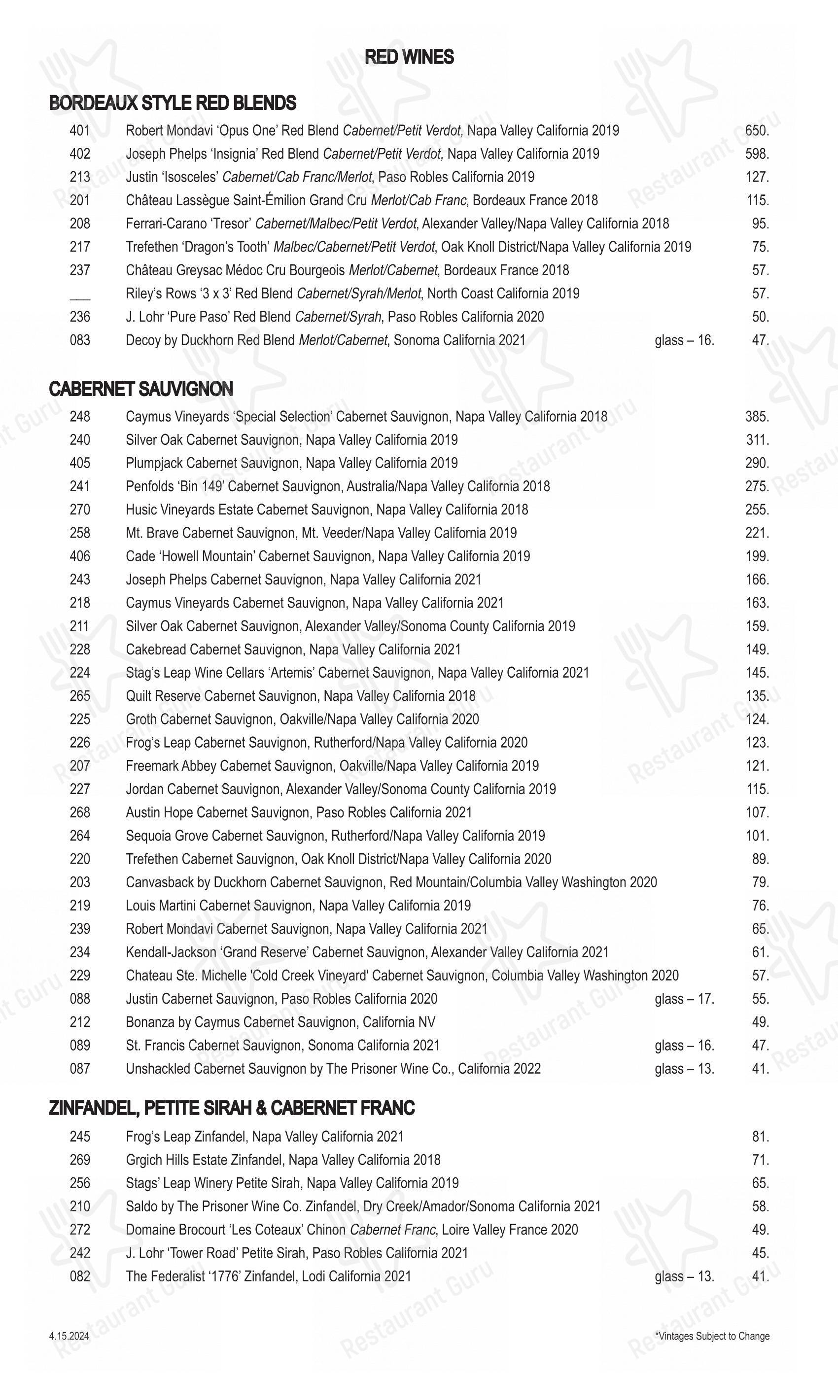 Menu at Ryan's Restaurant, Winston-Salem