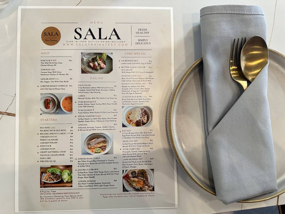 Menu at SALA Thai Eatery restaurant, Houston