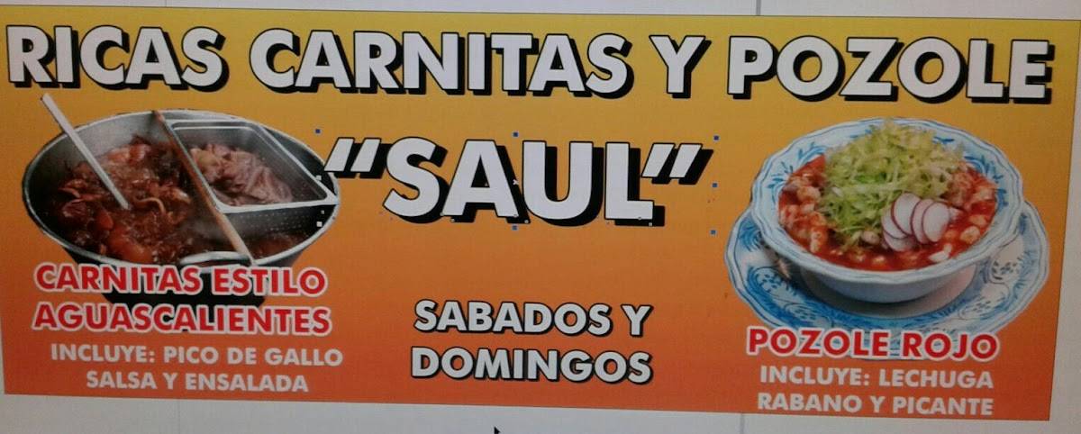 Menu at "SAUL" Carnitas Y Rico Pozole restaurant, Aguascalientes