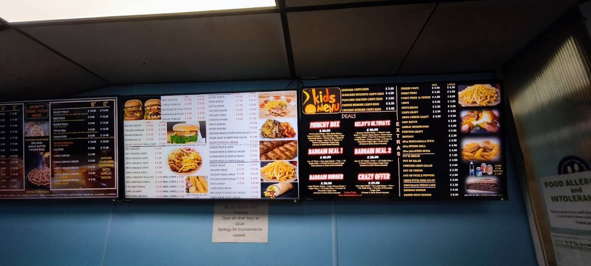 Menu at SELBY'S PIZZA KEBAB HOUSE fast food, Neston