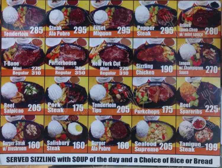 Carta de parrilla SGS House of Minis, Makati, Food Choices